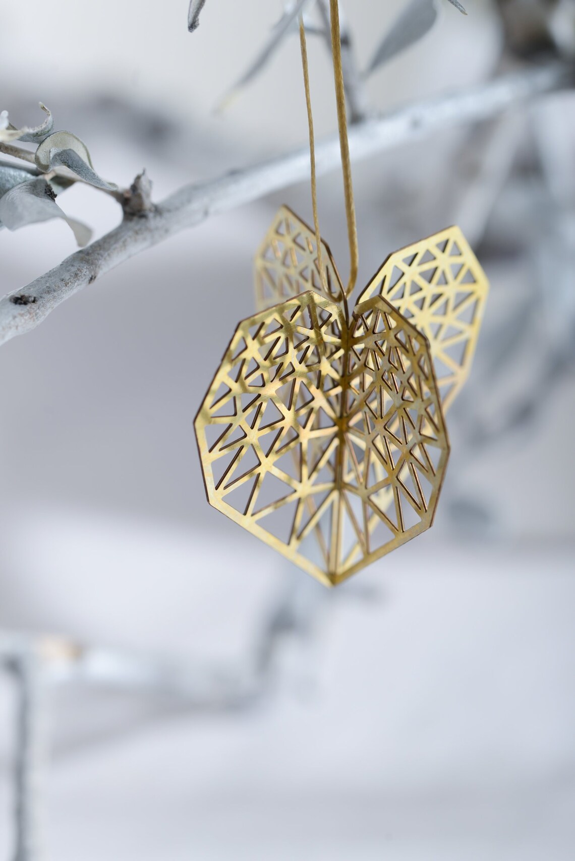 Golden Heart Christmas Tree Ornament DIY Holiday Decor - Etsy