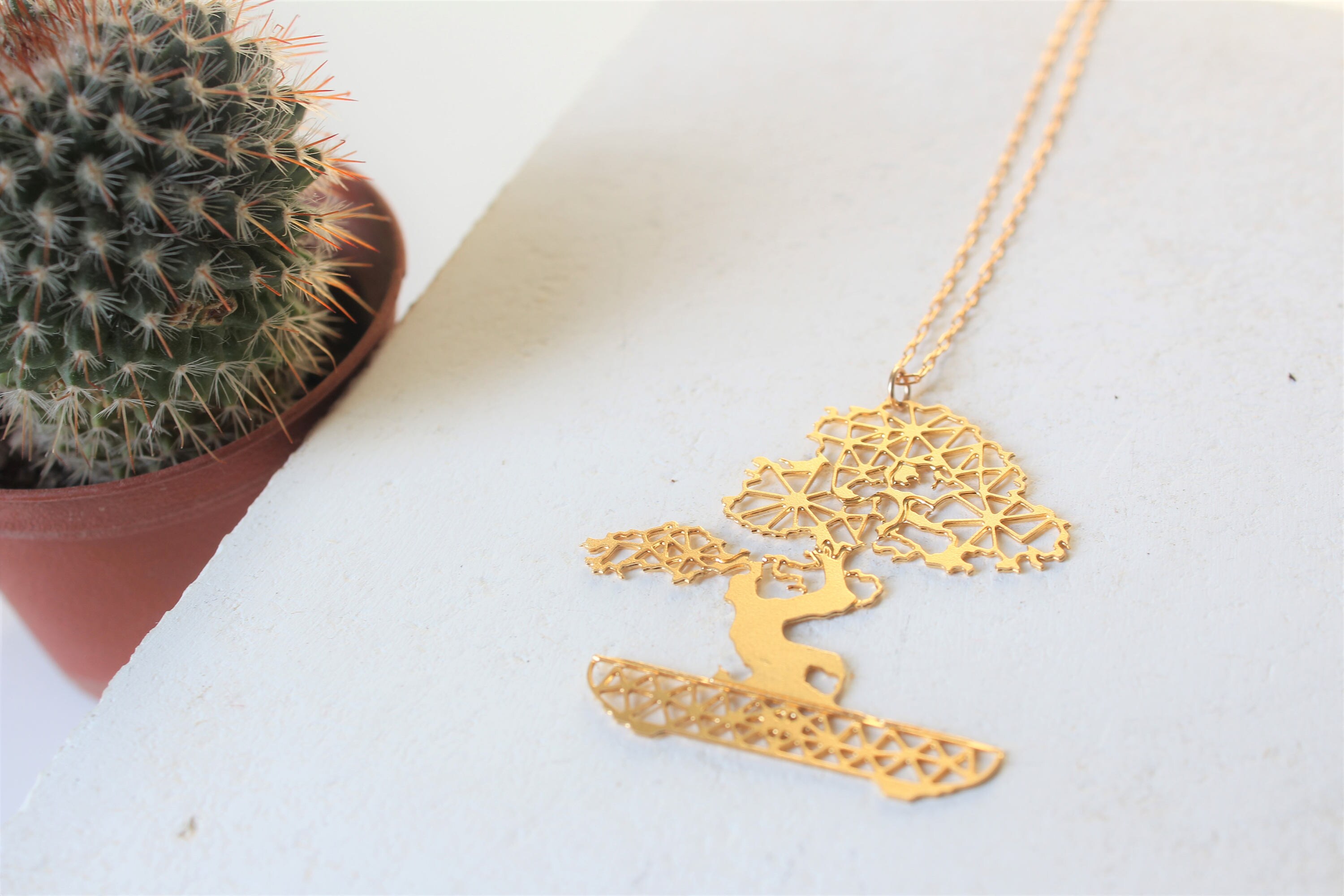 Geometric Bonsai Tree Necklace - Etsy
