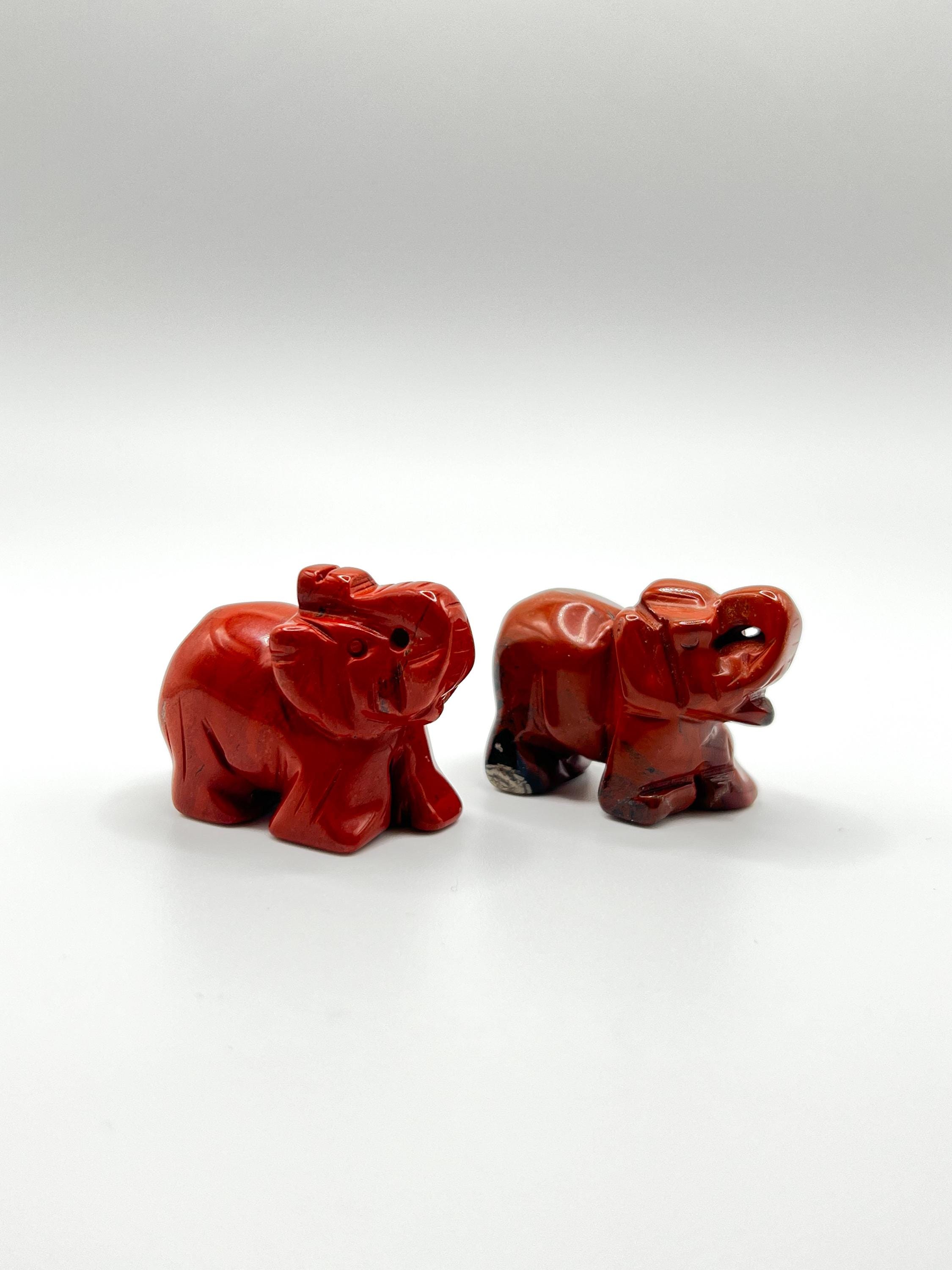 Chakra Meditation Stone Hand-Carved Red Jasper Elephant Figurine - 2 ...