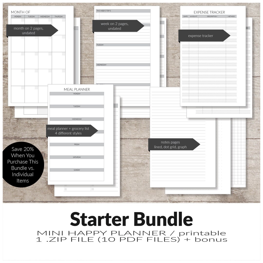 Mini HP Bundle, Mini Happy Planner Inserts, Mini HP Inserts, Expense ...