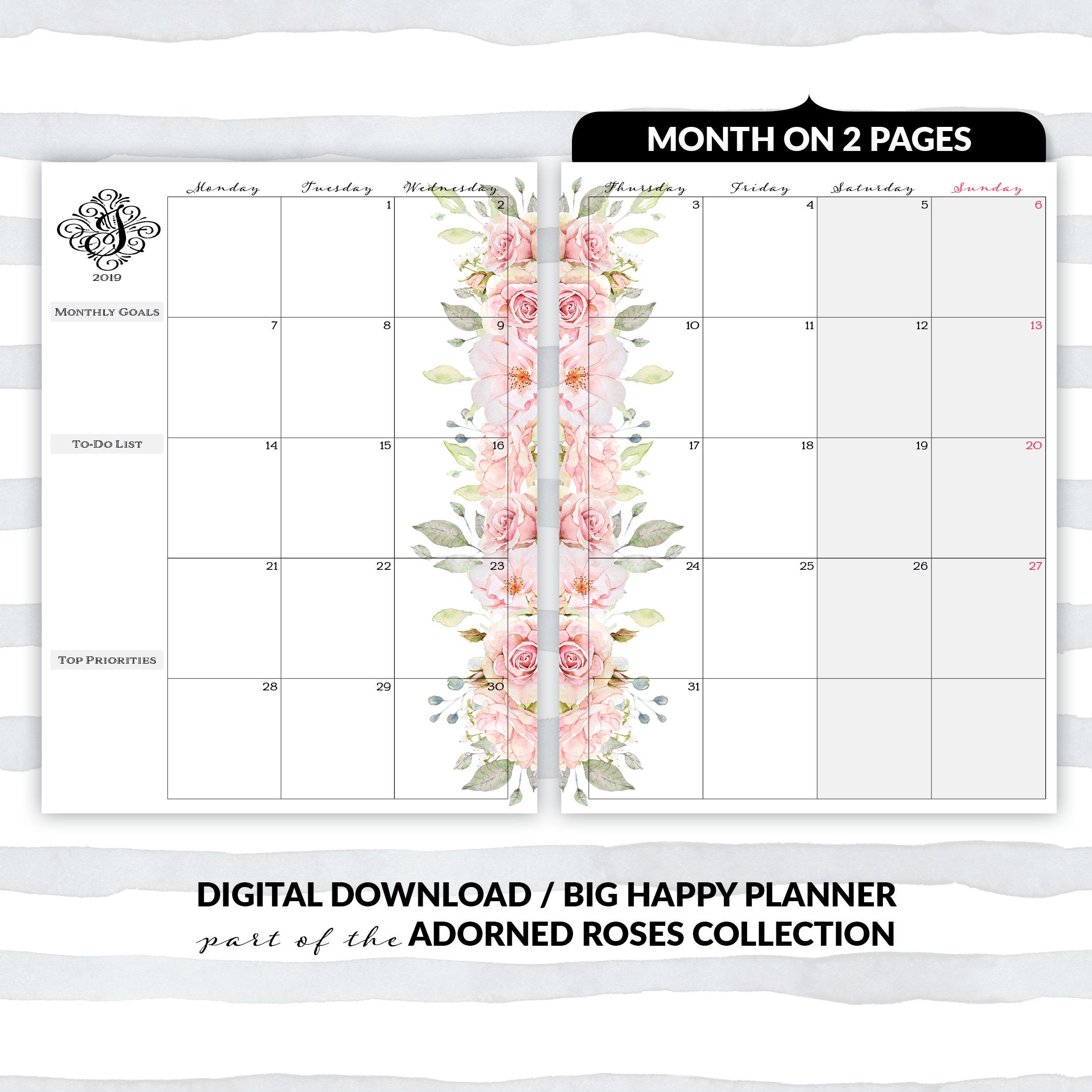 Big Happy Planner, Happy Planner, Month on 2 Pages, Mo2p, Calendar, Big ...
