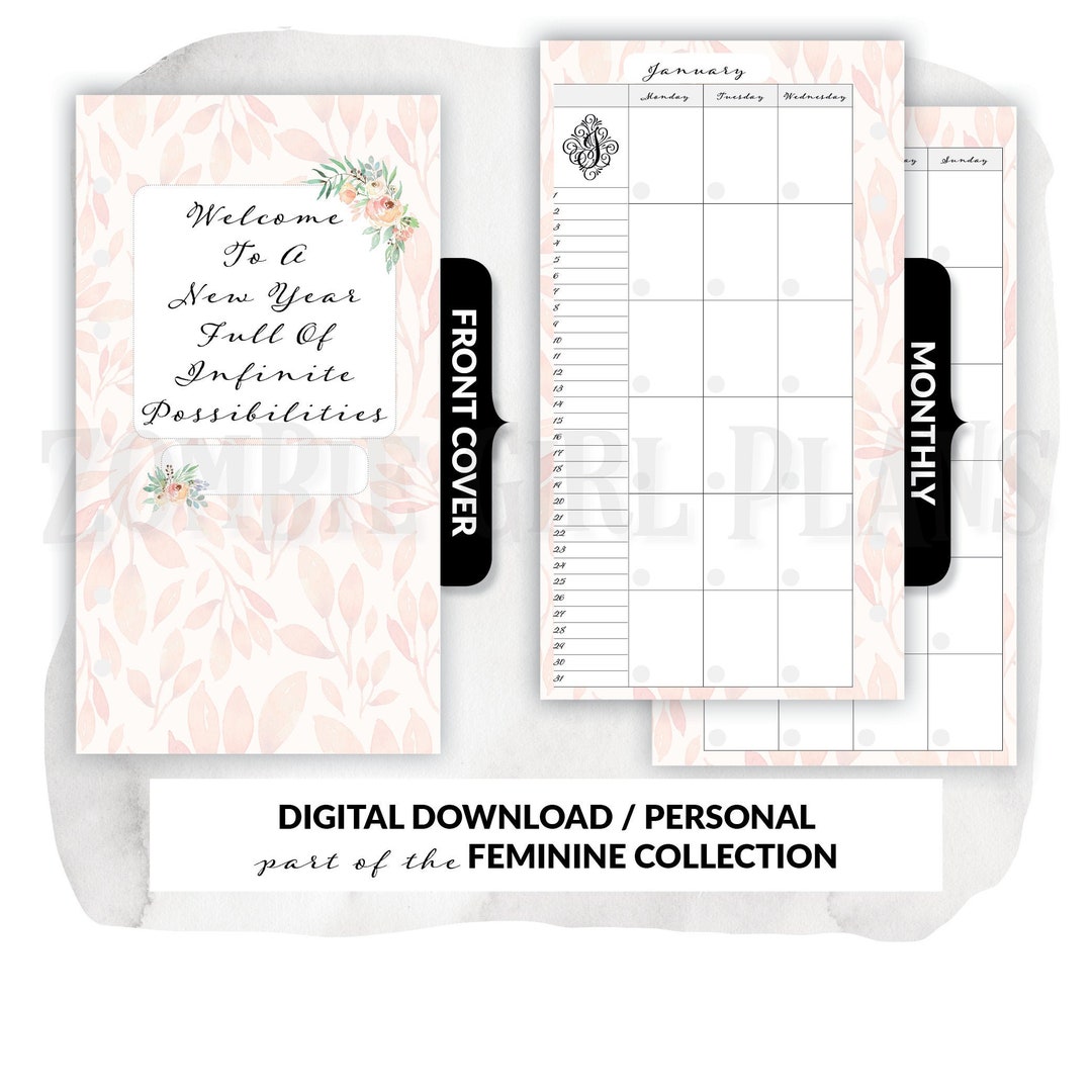 Filofax Personal Refills, Monthly Calendar, Month on 2 Pages, Monthly ...
