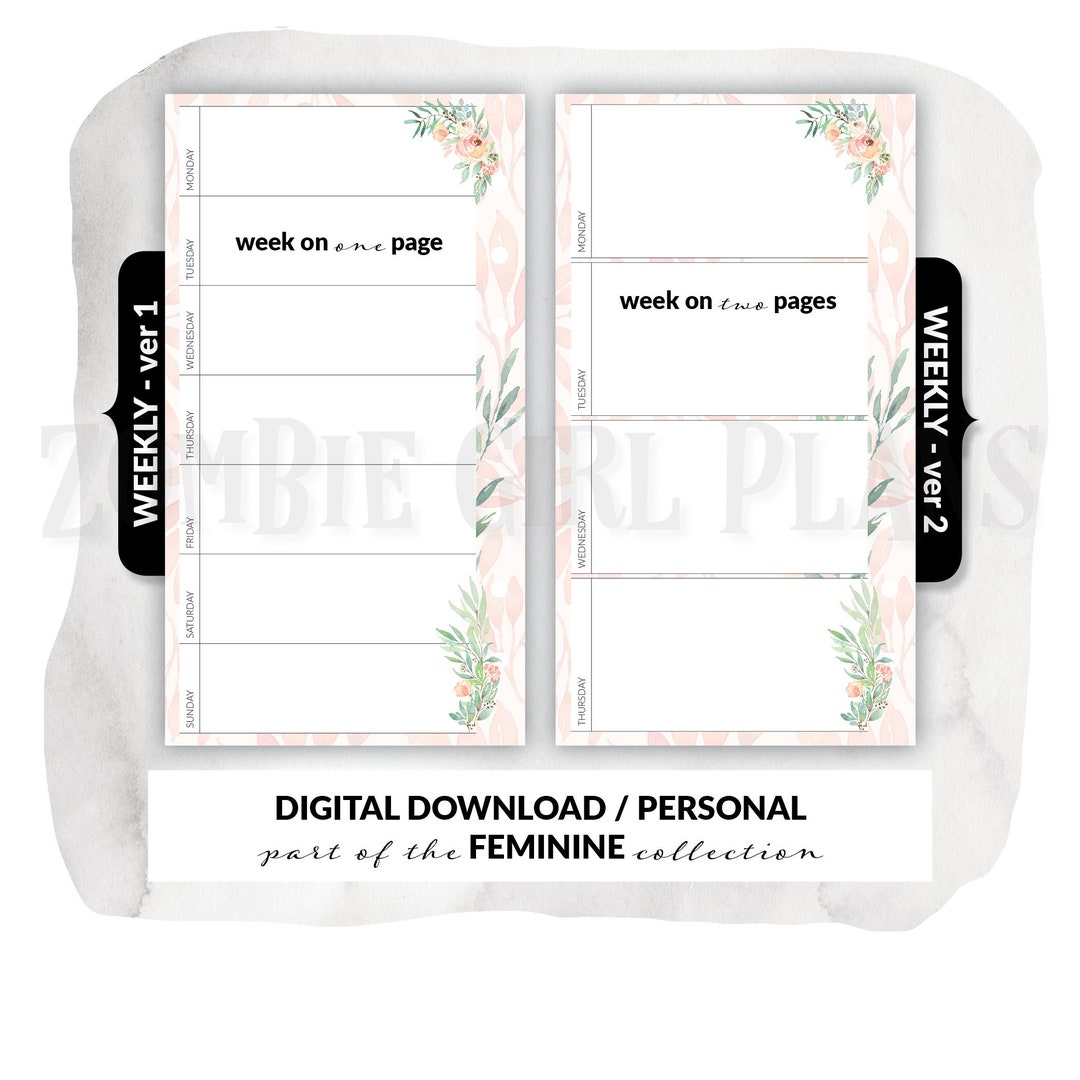Personal Printable Planner Insert, Personal Planner, Personal Weekly ...