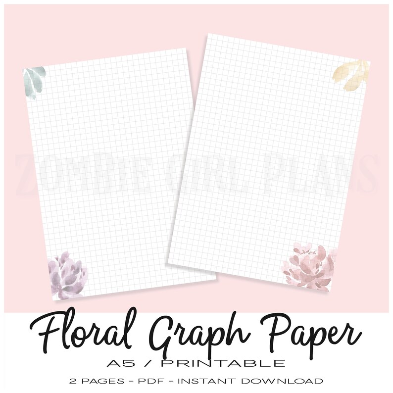 A5 Printable Planner Insert Graph Paper Floral Graph Paper - Etsy