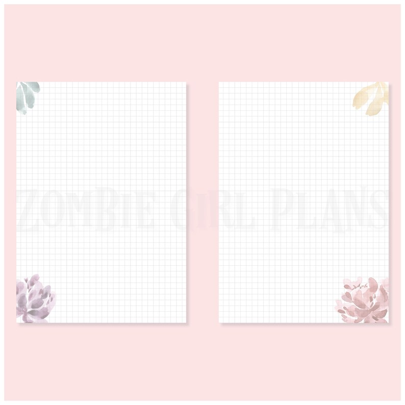 A5 Printable Planner Insert Graph Paper Floral Graph Paper - Etsy