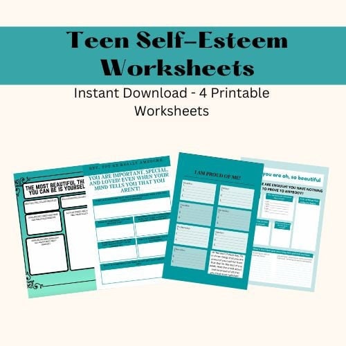 Teen Girl Self-esteem Building Worksheets - Blue Set - Etsy