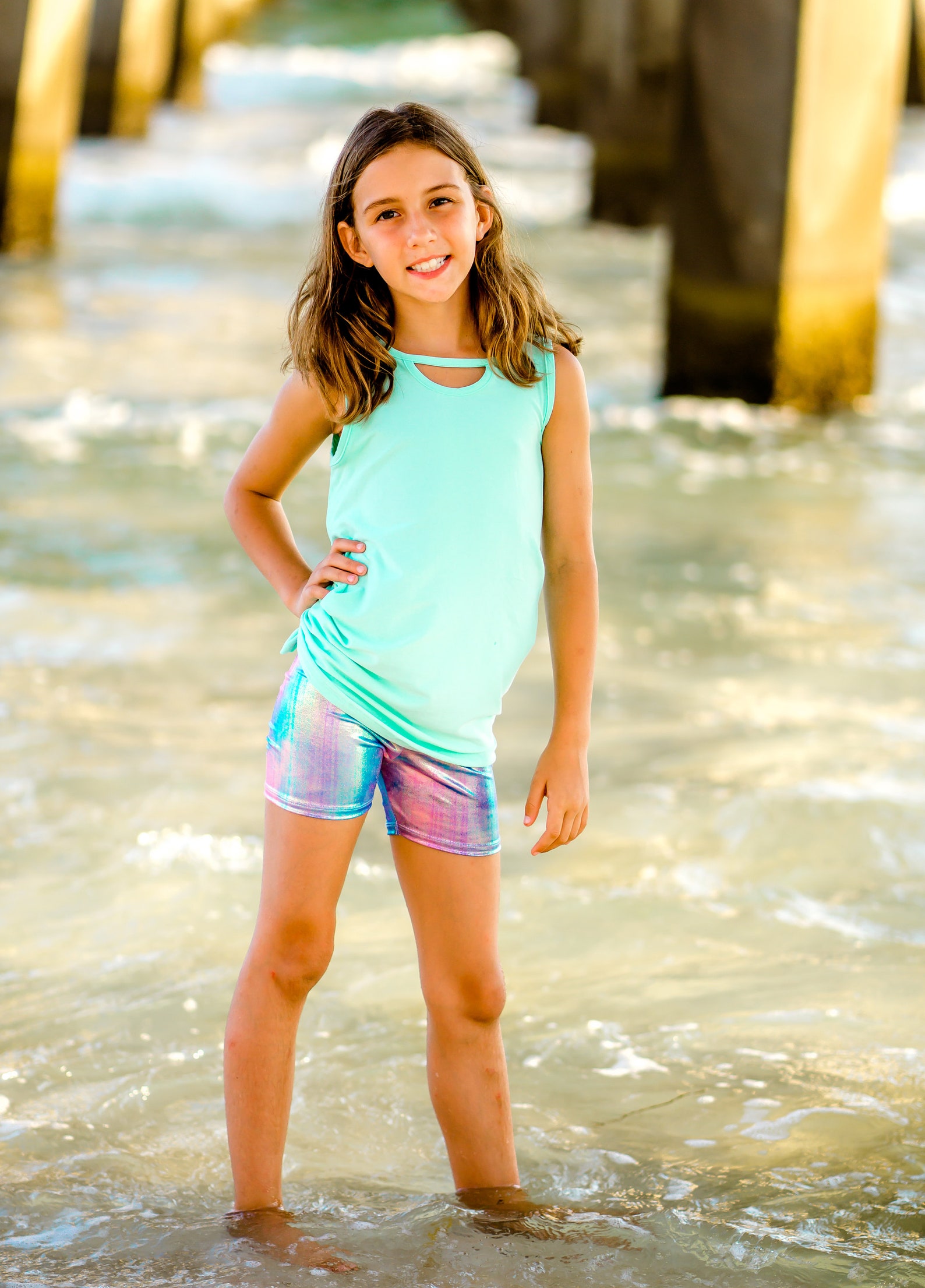 Iridescent Unicorn Shorts Girls Rainbow Shorts Sparkly Tumbling