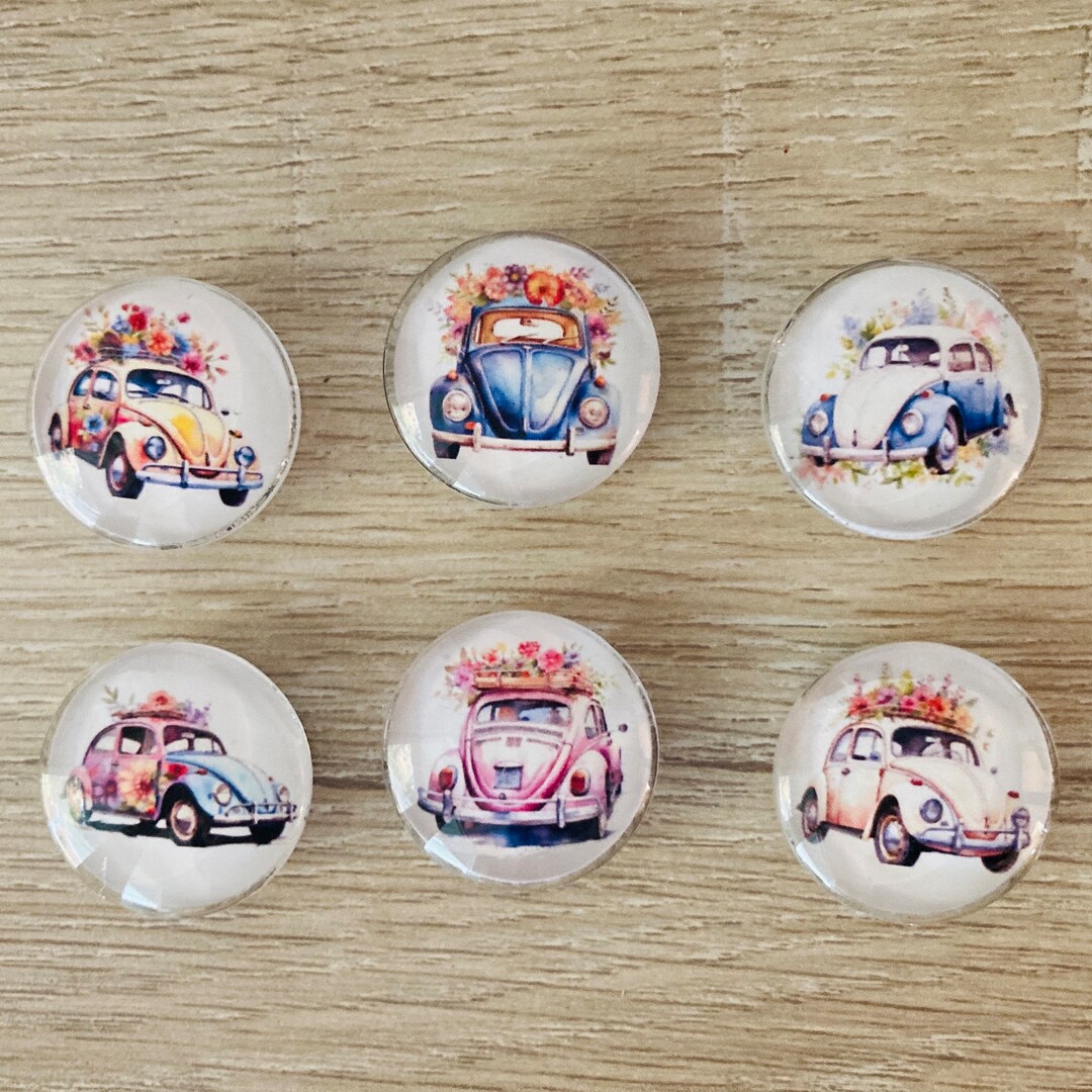 Vintage VW Beetle Magnets in Gift Tin Box Set of 6 Volkswagen Gifts VW ...