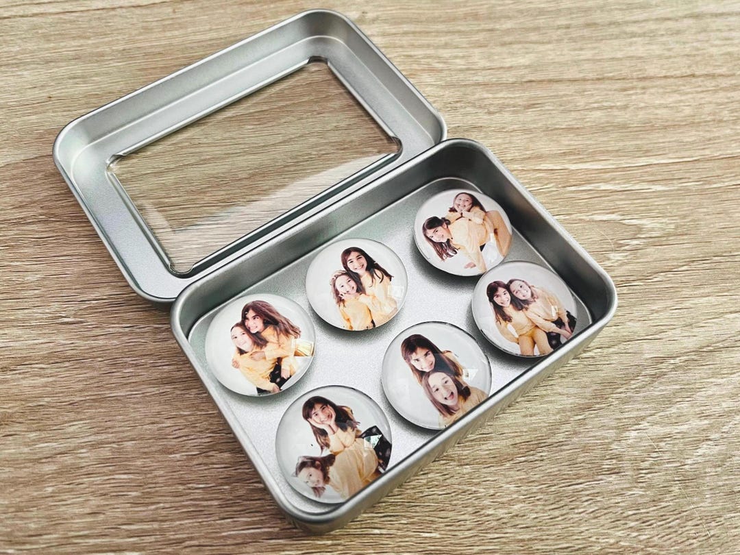 Custom Photo Magnets in Gift Tin Box Set of 6 | 1” or 1.2” Photo ...