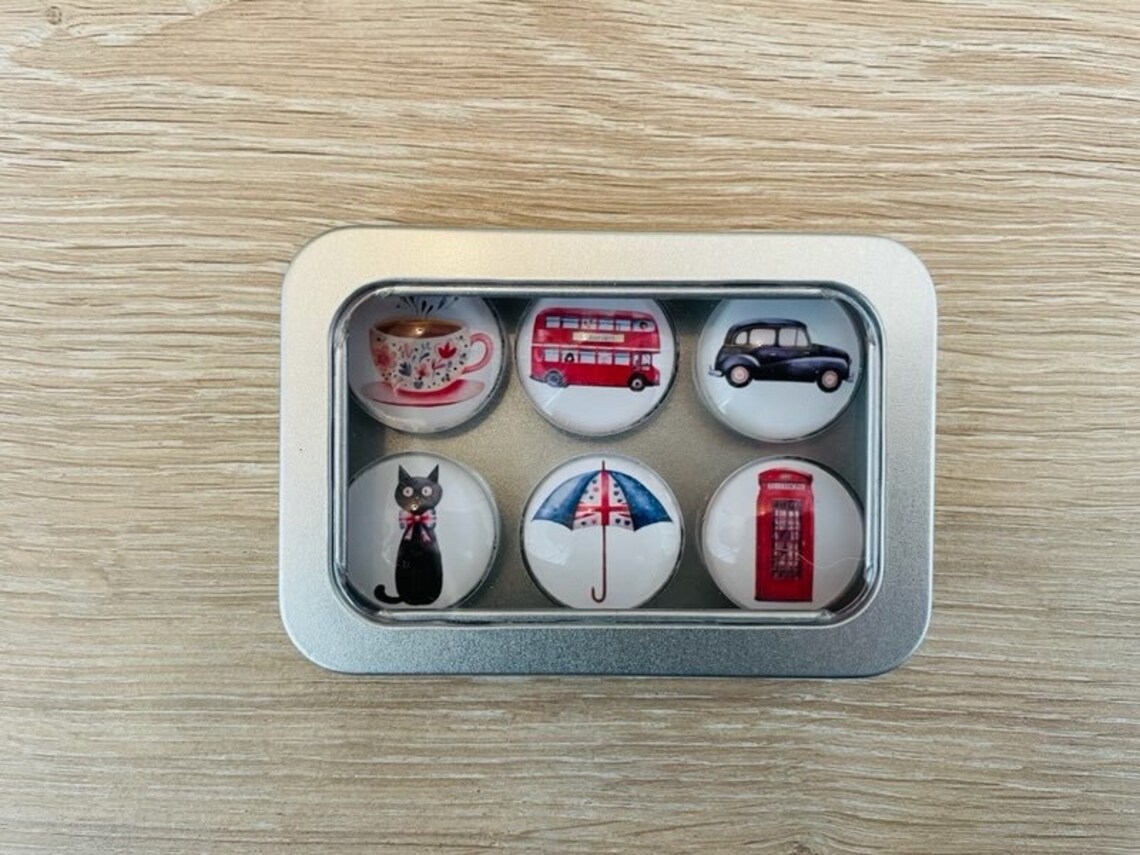 London Magnets in Gift Tin Box | Set of 6 | Gifts for London ...