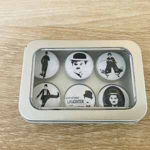 Charlie Chaplin Magnets in a Tin Box, Set of 6, Charlie Chaplin Gifts ...