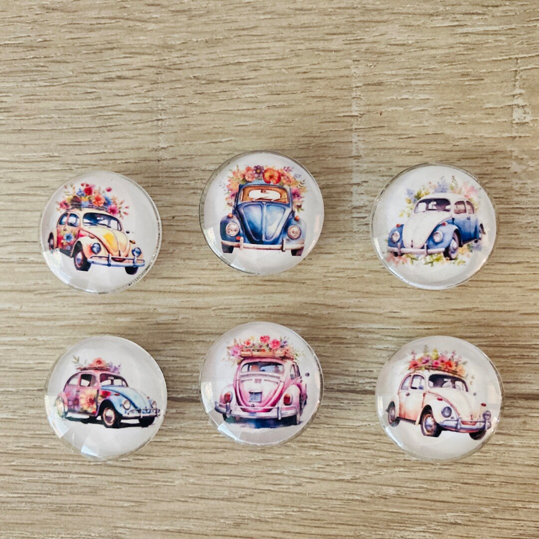 Vintage VW Beetle Magnets in Gift Tin Box Set of 6 Volkswagen Gifts VW ...