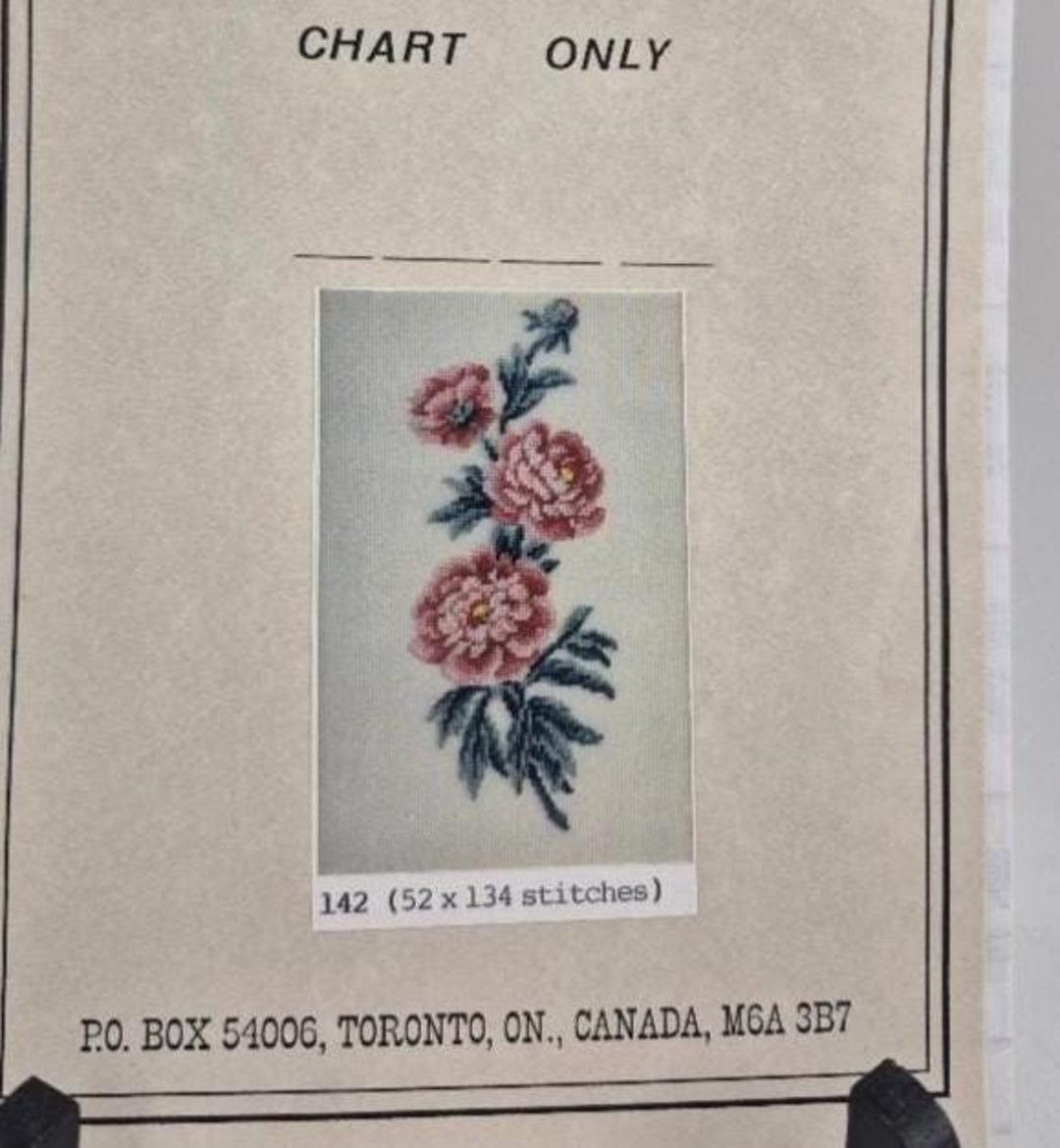 Petit Point, Cross Stitch Pattern. " Pink Peonies ". 142. - Etsy