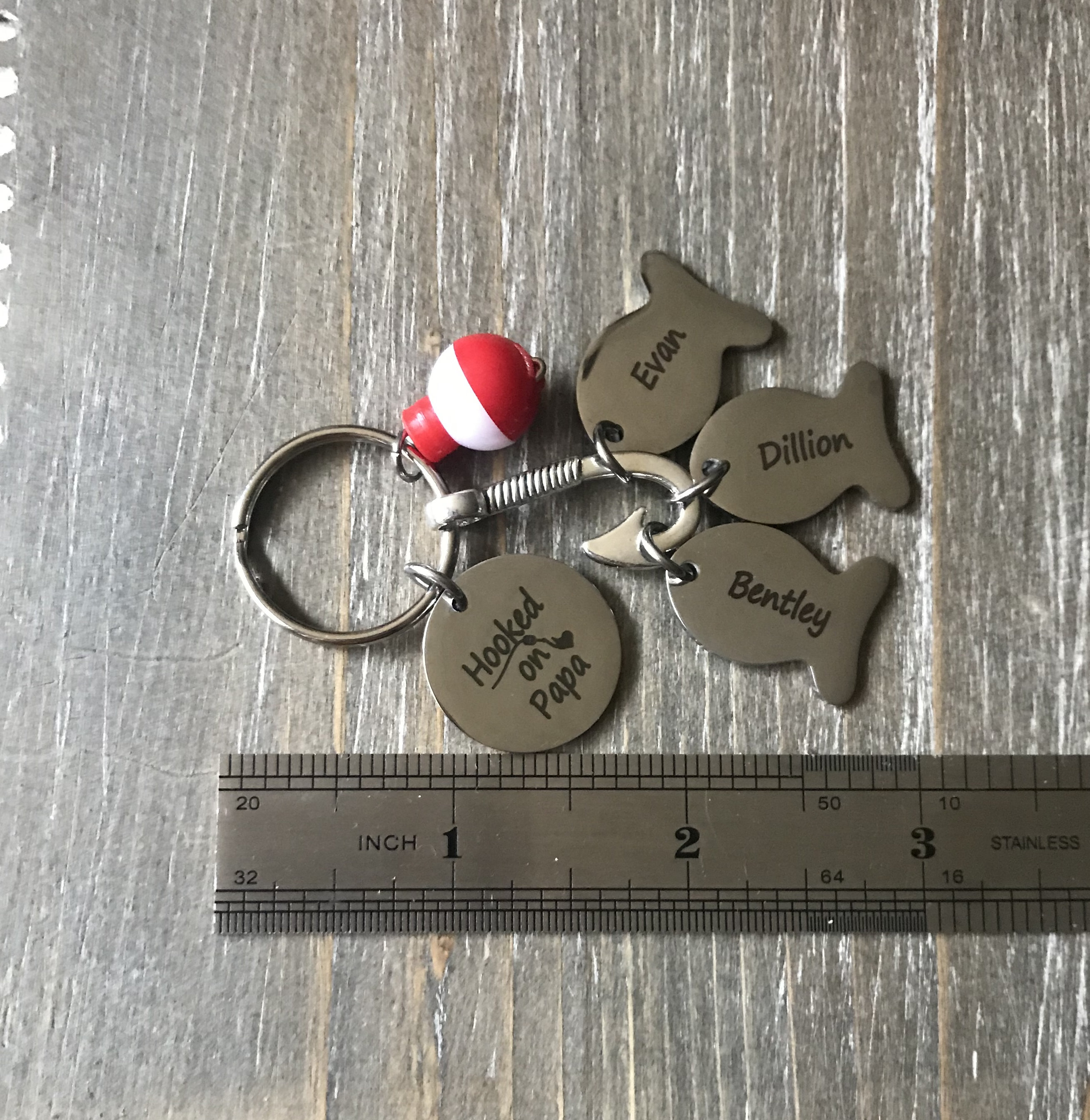 Custom Engraved Mommy personalized name fishing keychain with fish hook ...