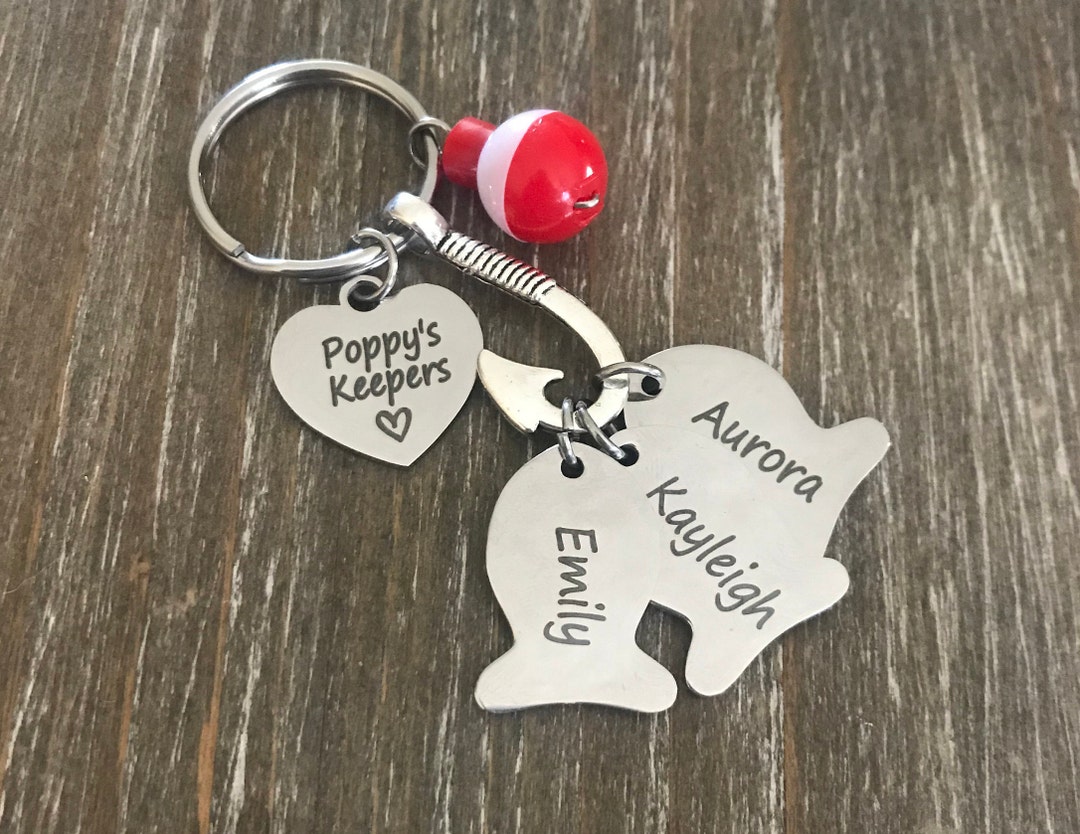 Poppy Personalized fishing keychain Custom Fish with name hook bobber ...