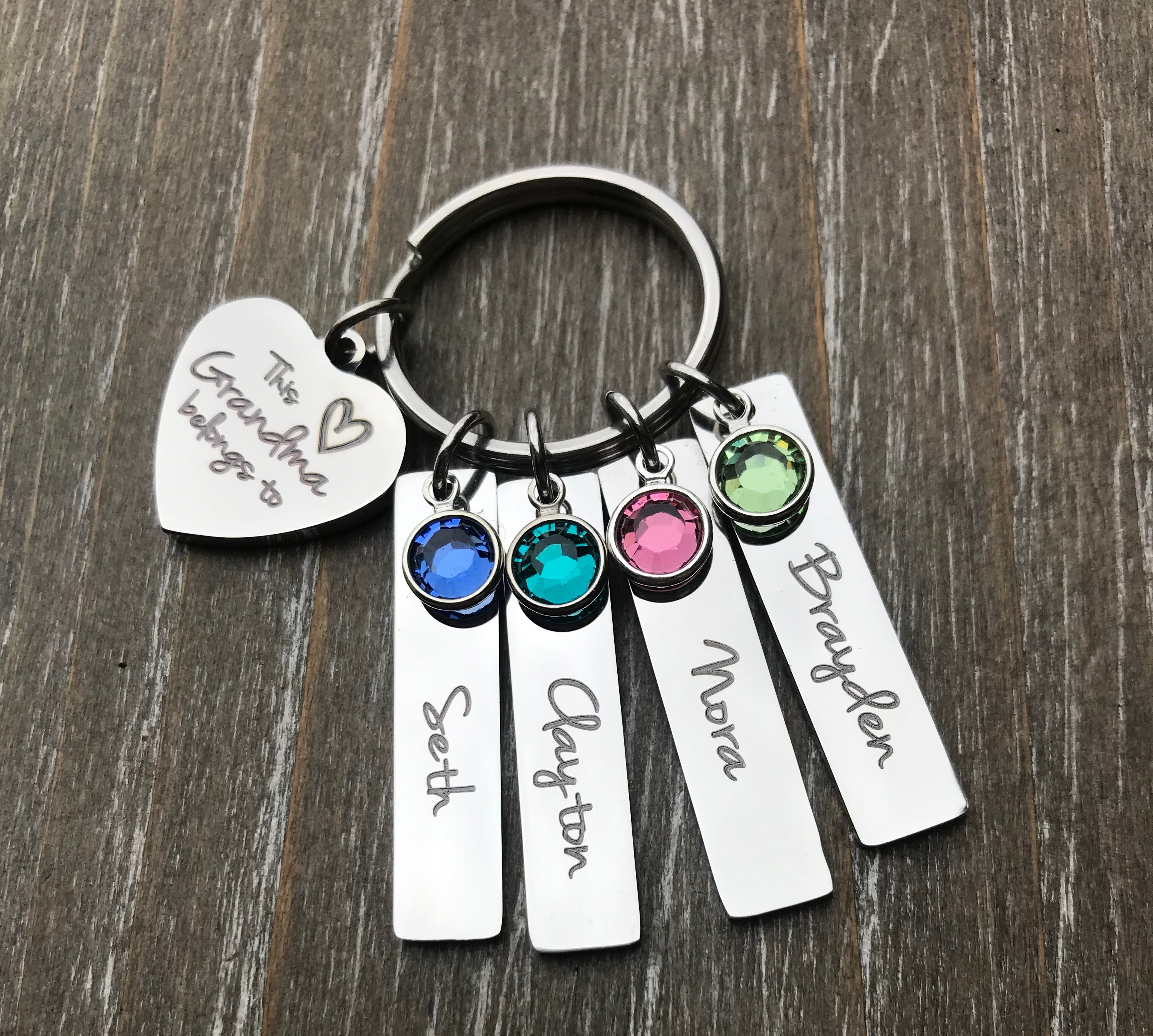 Grandma Key chain Gift / Grandma jewelry / child's name Keychain ...