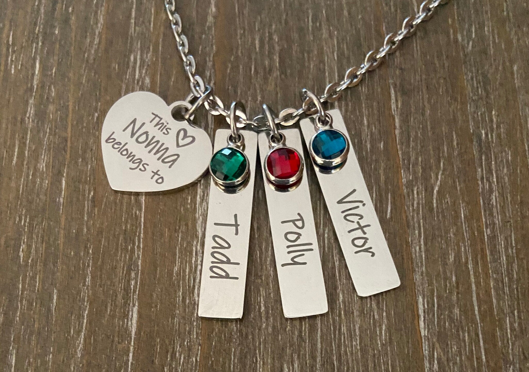 Nonna Necklace / 1 2 3 4 5 6 Name birthstone Gift / Nonna jewelry ...