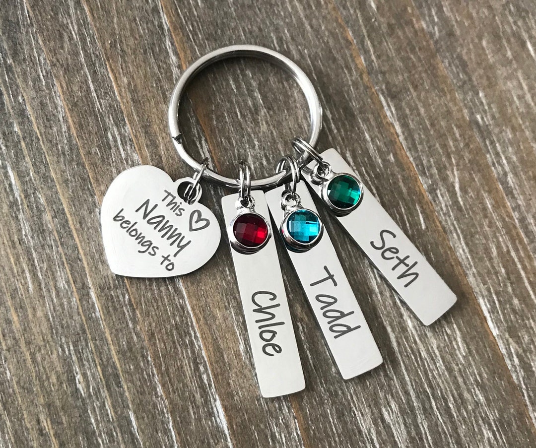 Nanny Key Chain Gift / Grandma Jewelry / Child's Name Keychain ...