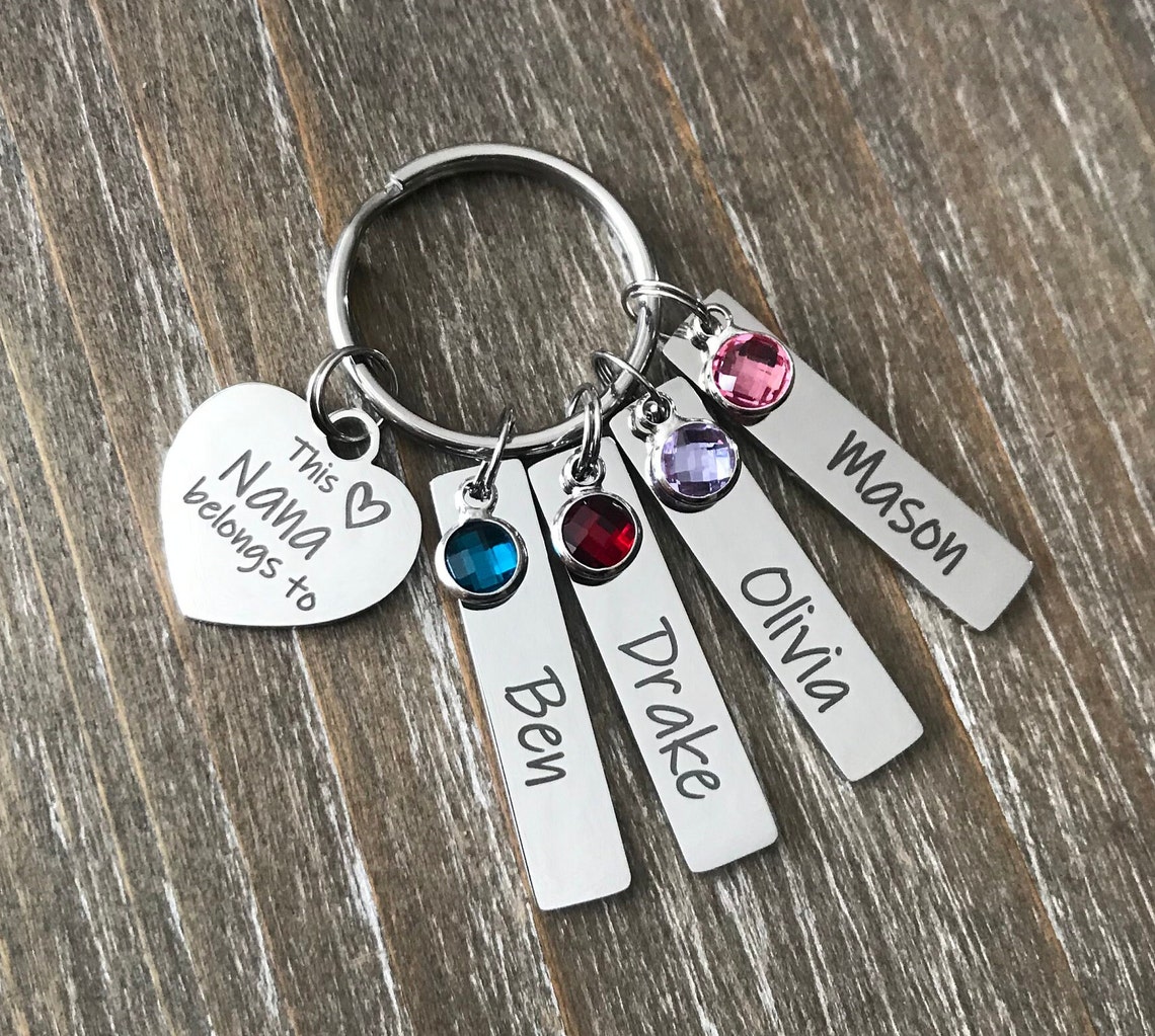 Nana Key Chain Gift / Grandma Jewelry / Nana Child's Name - Etsy