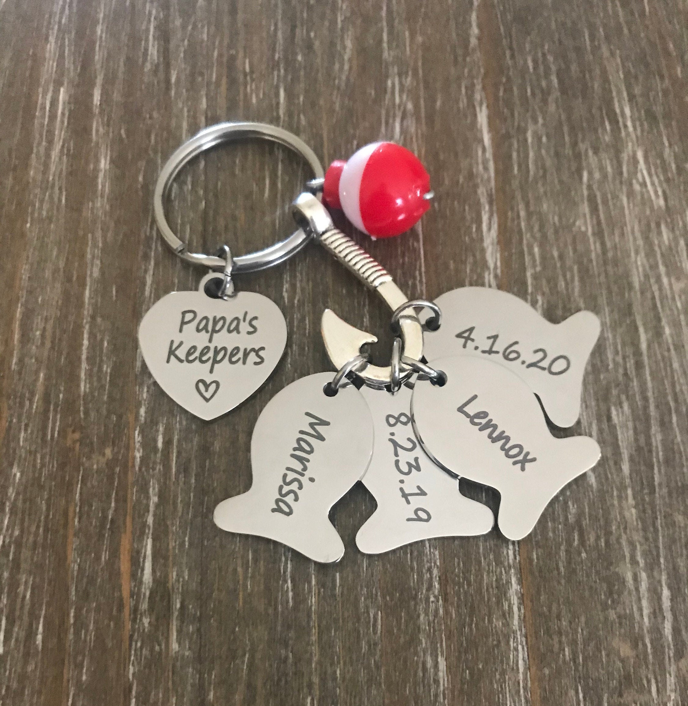 Papa Personalized fishing keychain Custom Fish with name hook bobber ...