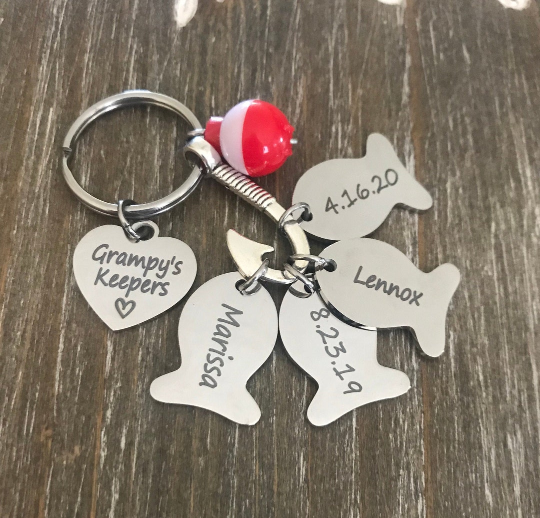 Personalized Fishing Keychain – Engraved Fish Name Charms, Grampy Gift ...