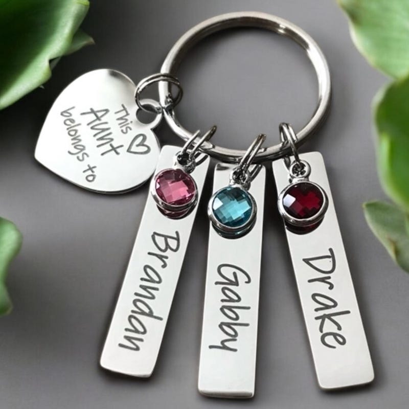 Birthstone Aunt Keyring - Etsy