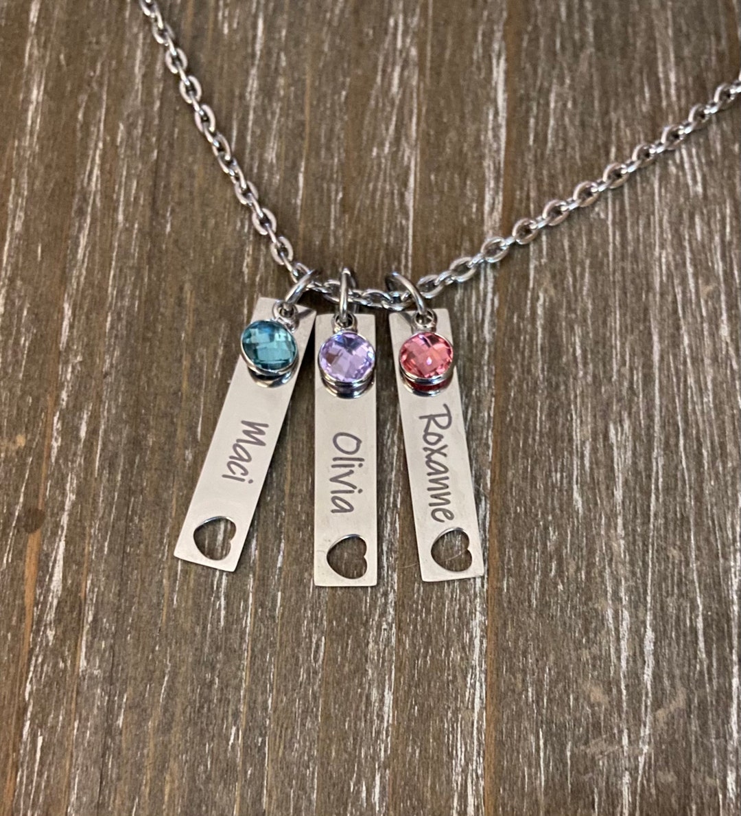 Name Necklace / Name With Birthstones Necklace / Necklace With Children ...