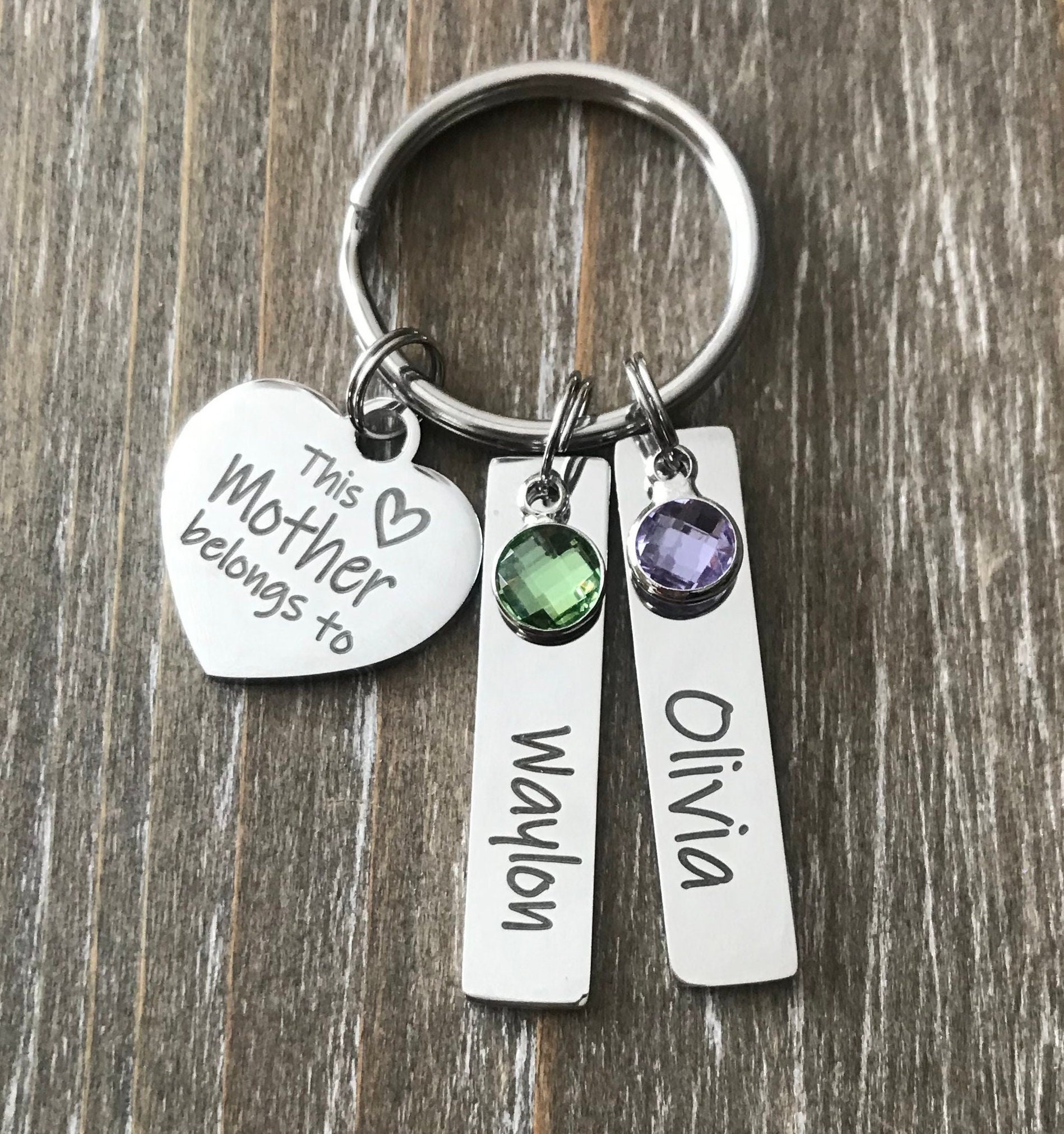Mother Key chain / Mother jewelry / children's name Keychain ...
