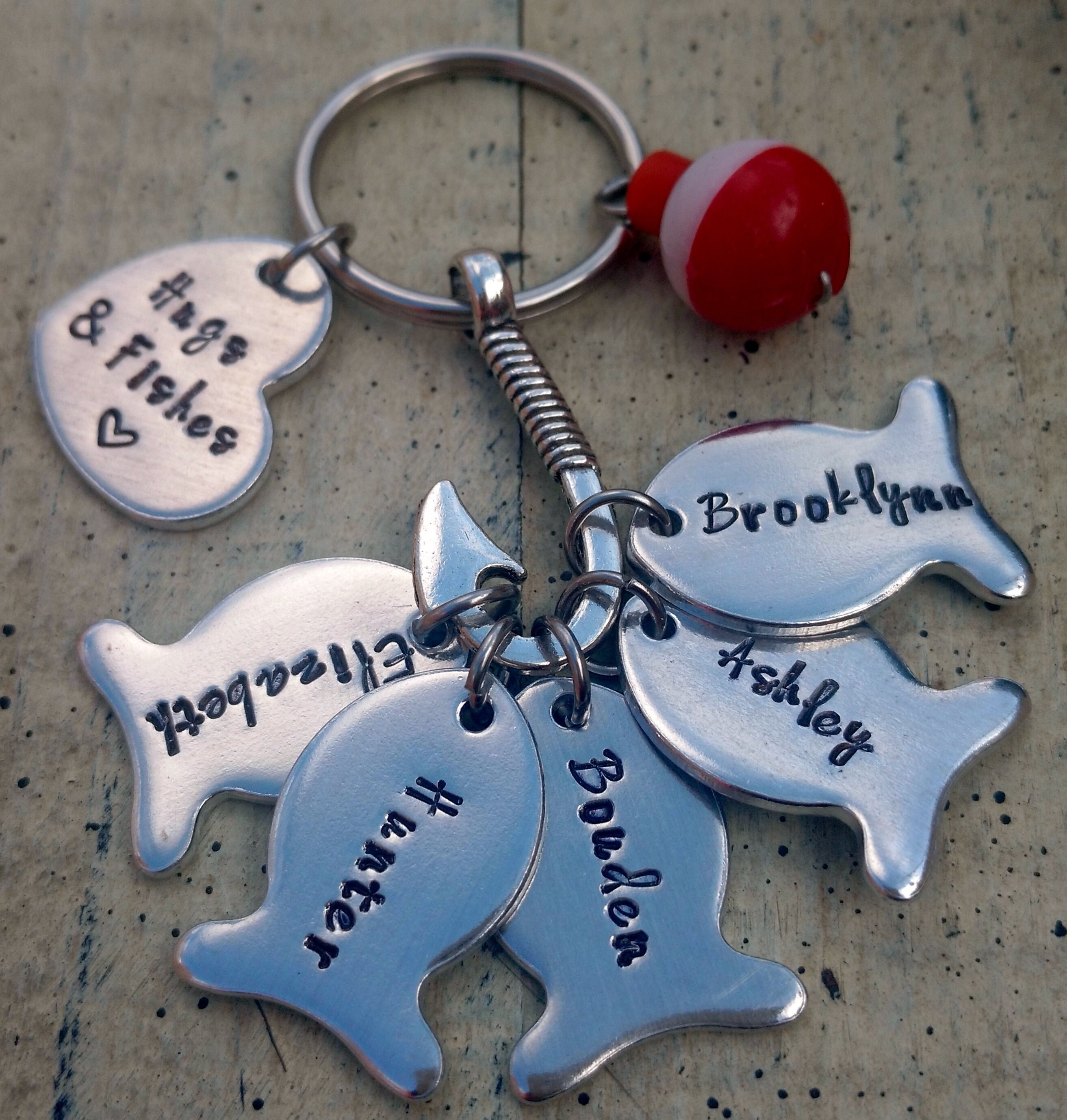 Fishing keychain, Hooked on Daddy fish keychain, fishing lure tackle ...