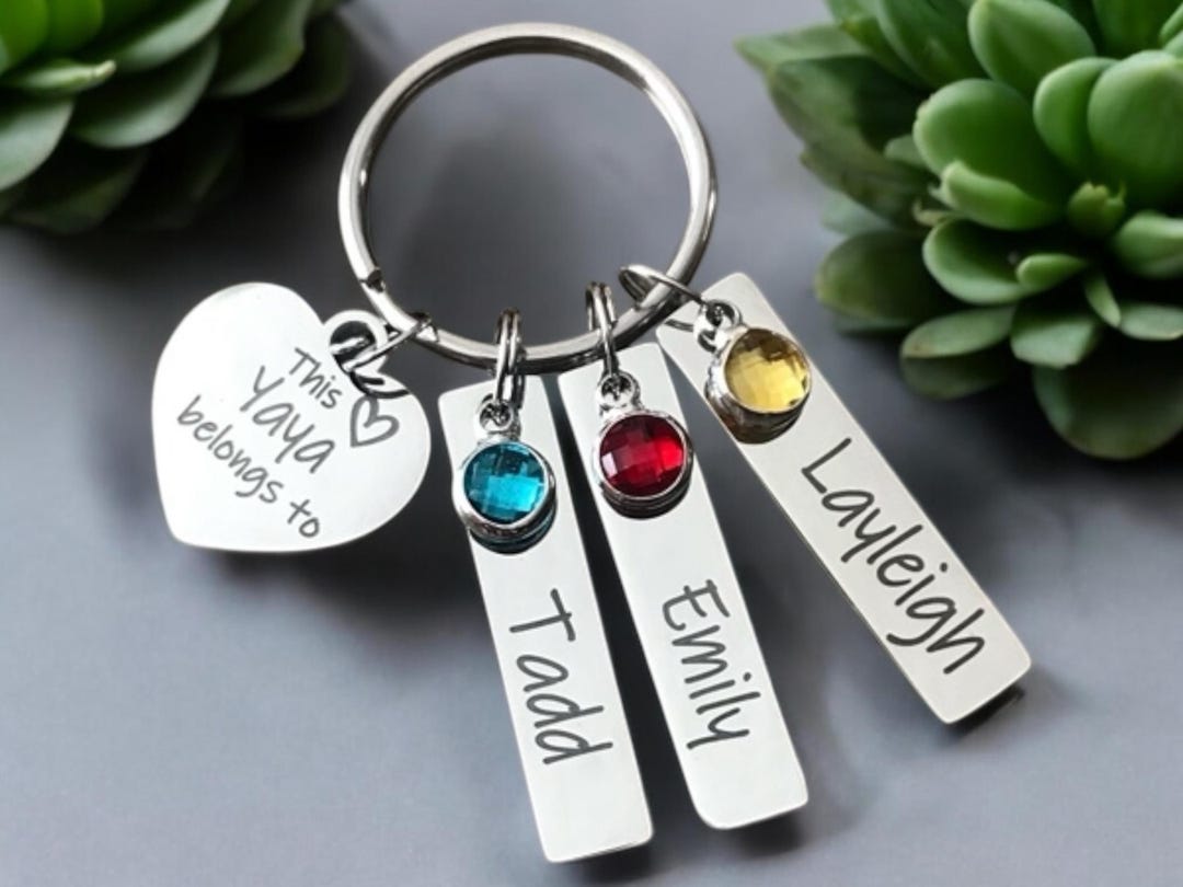 Yaya Engraved Key Chain / Grandma Jewelry / Grandchildren's Name ...