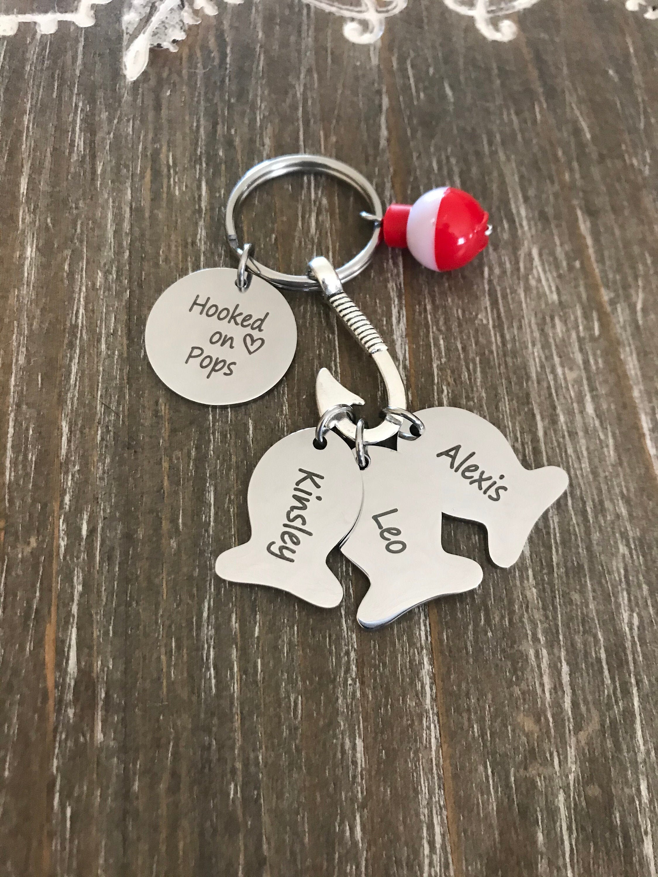 Custom personalized Poppy name fishing keychain with fish hook tackle ...