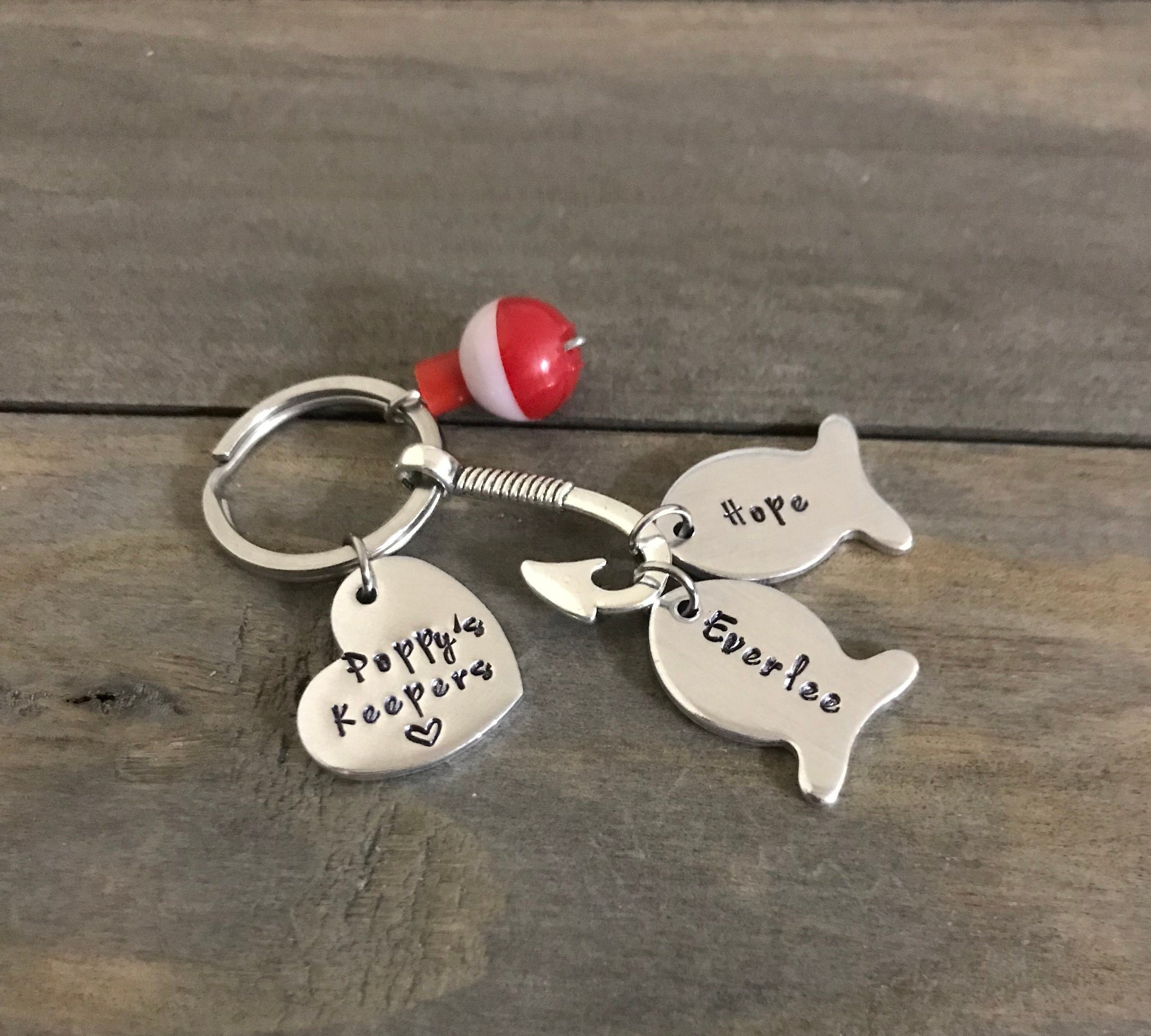 Poppy Personalized fishing keychain Custom Fish with name hook bobber ...
