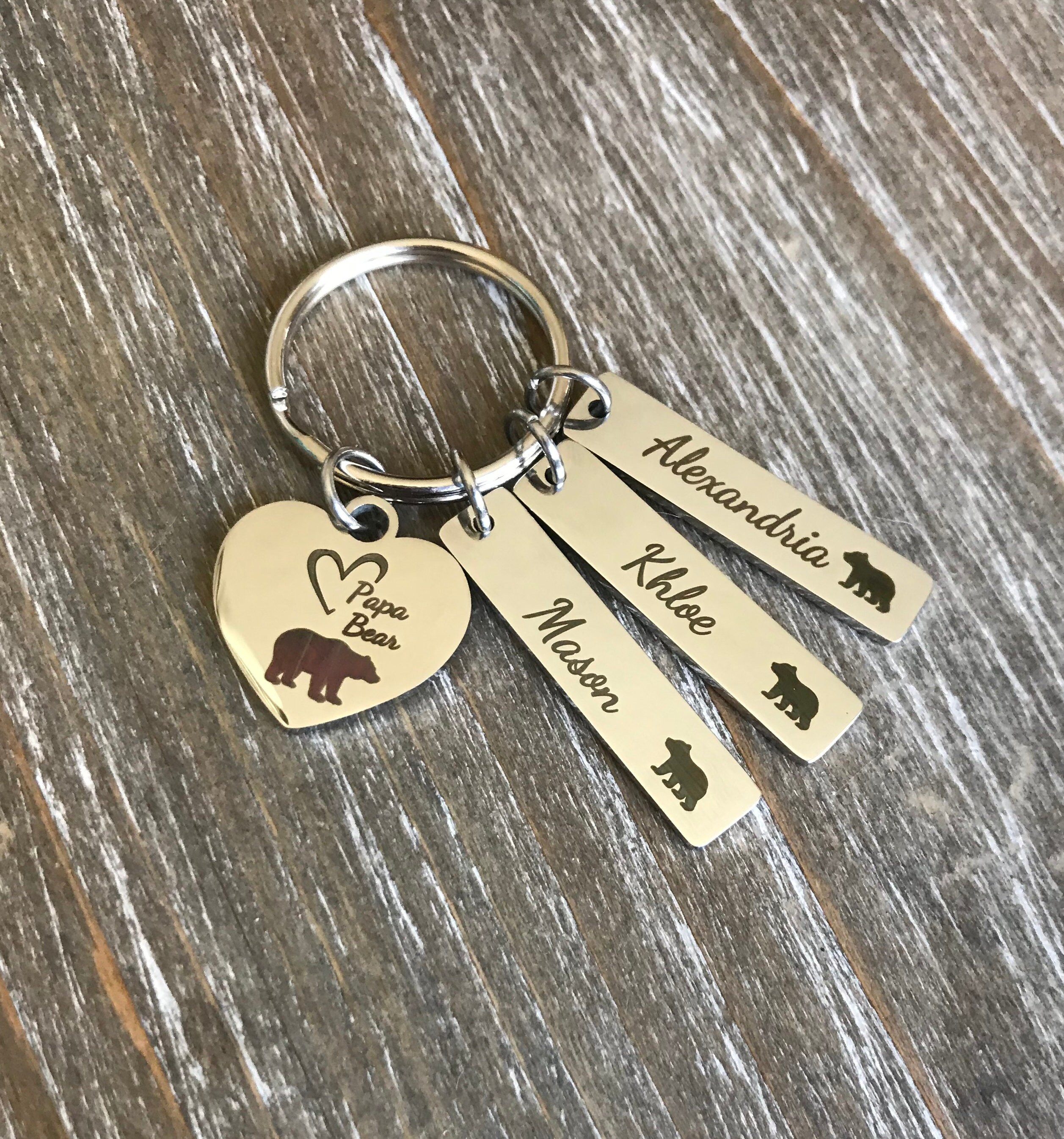 Papa Bear Keychain with cubs/ 1 2 3 4 5 6 baby cubs Keychain / Papa ...