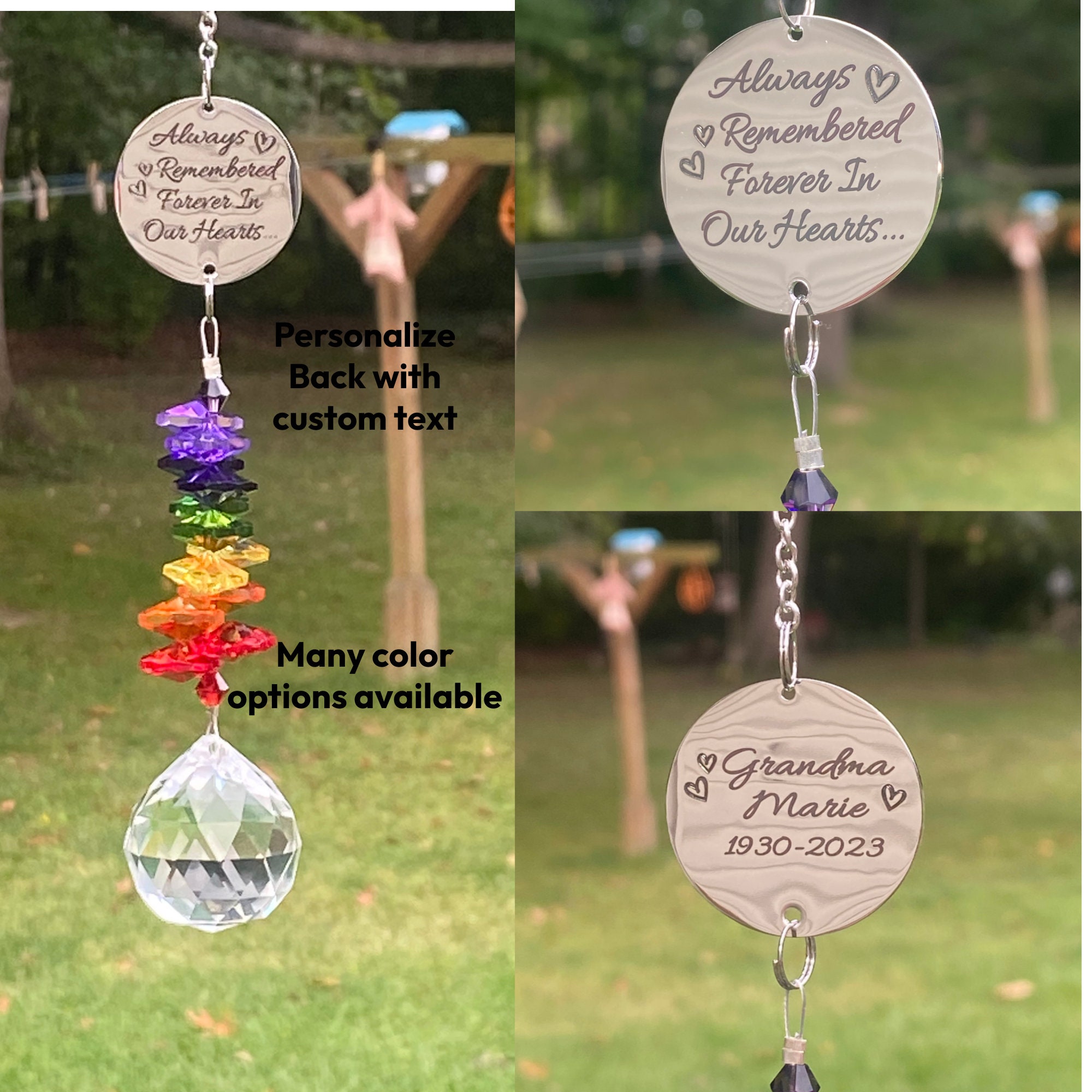 Personalized Memorial Suncatcher, Custom Crystal Sun catcher Sympathy ...