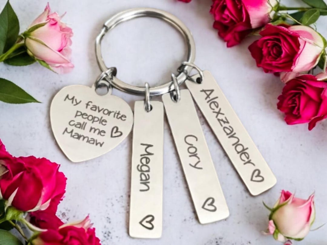 Personalized Mamaw Keychain / 1 2 3 4 5 6 Names / Mamaw Jewelry ...