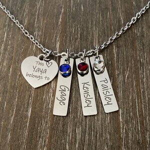 Yaya Necklace / 1 2 3 4 5 6 Name Birthstone Gift / Yaya Jewelry ...