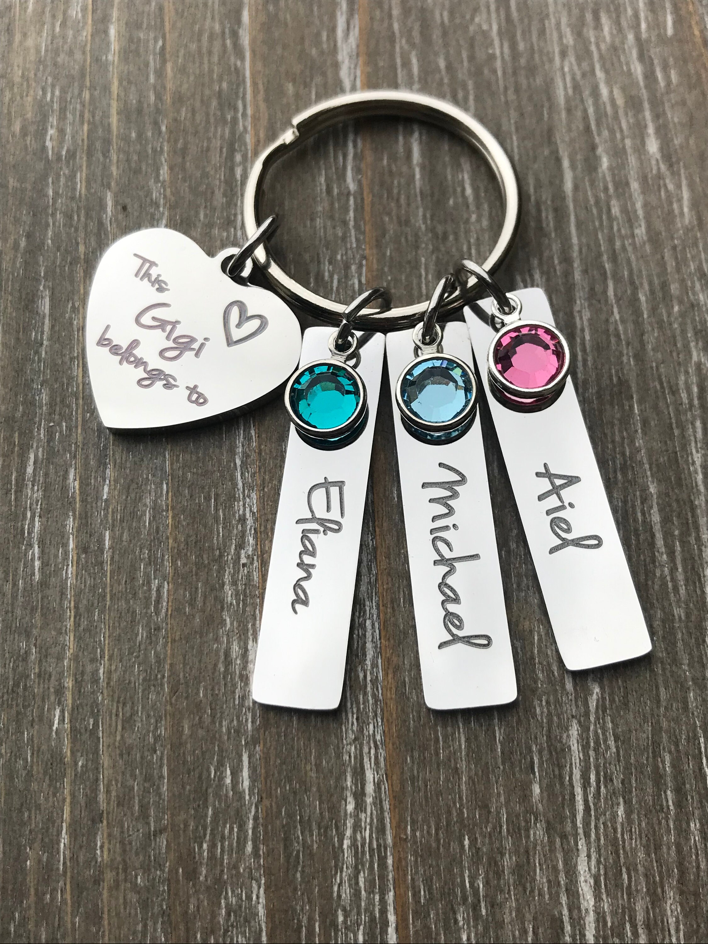Gigi Key chain Gift / Grandma jewelry / children's name Keychain ...