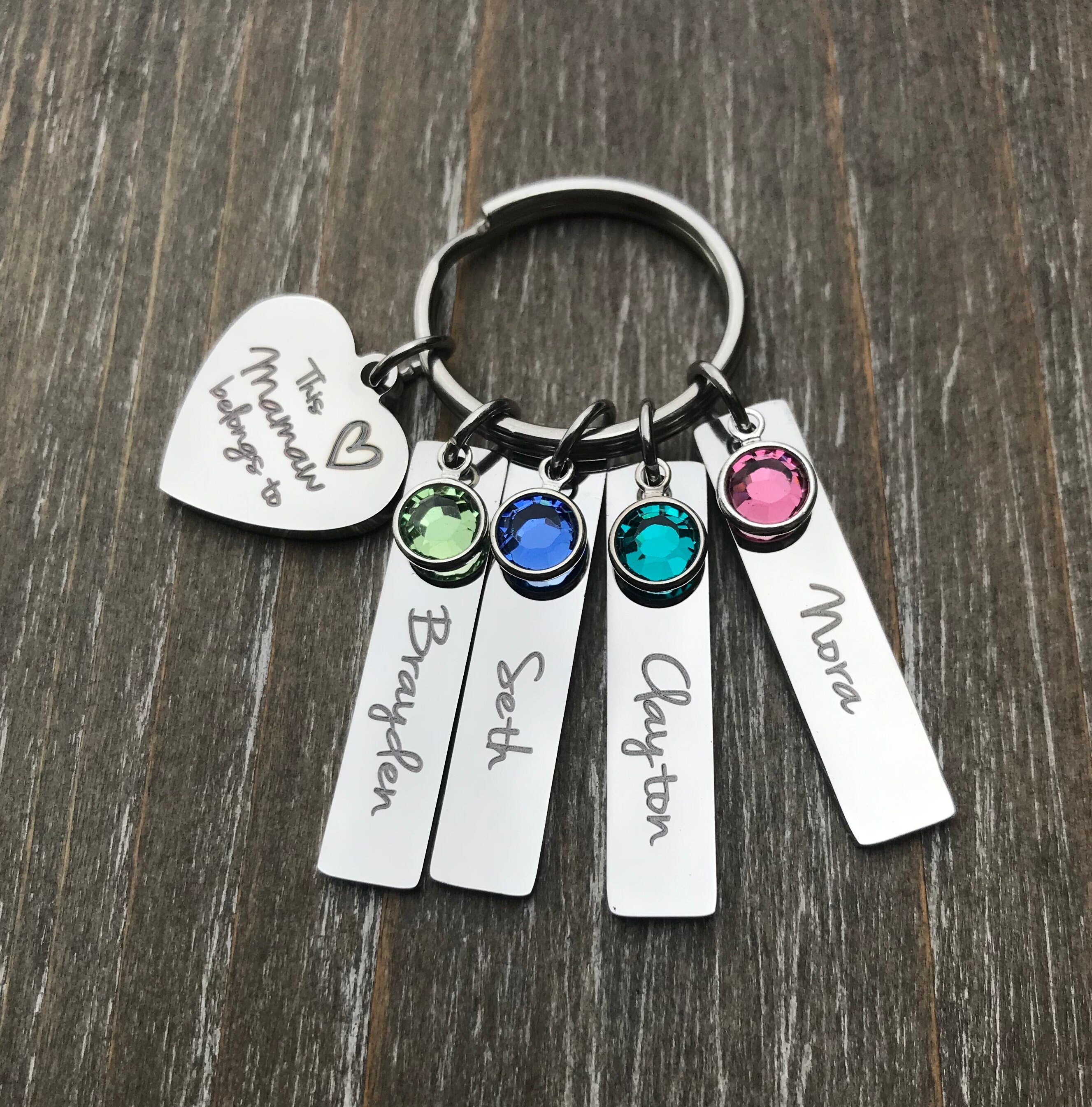 Mamaw Key chain Gift / custom engraved jewelry / child's name Keychain ...