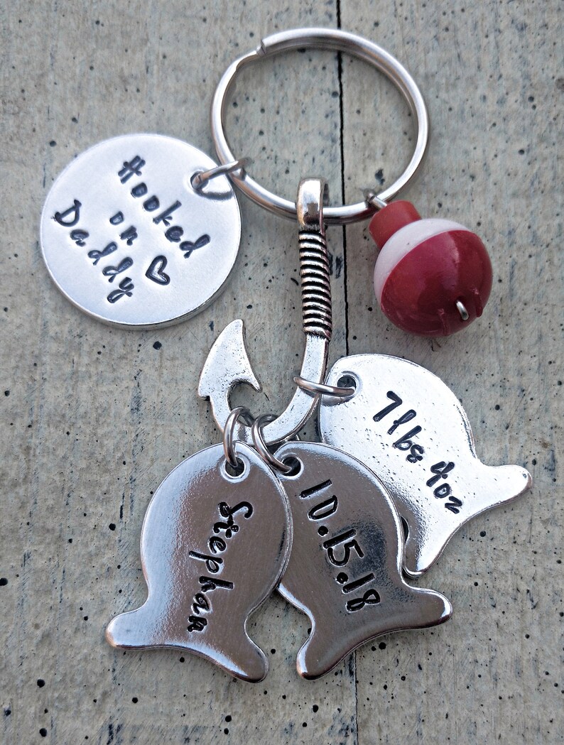 Custom personalized name fishing keychain with fish hook | Etsy