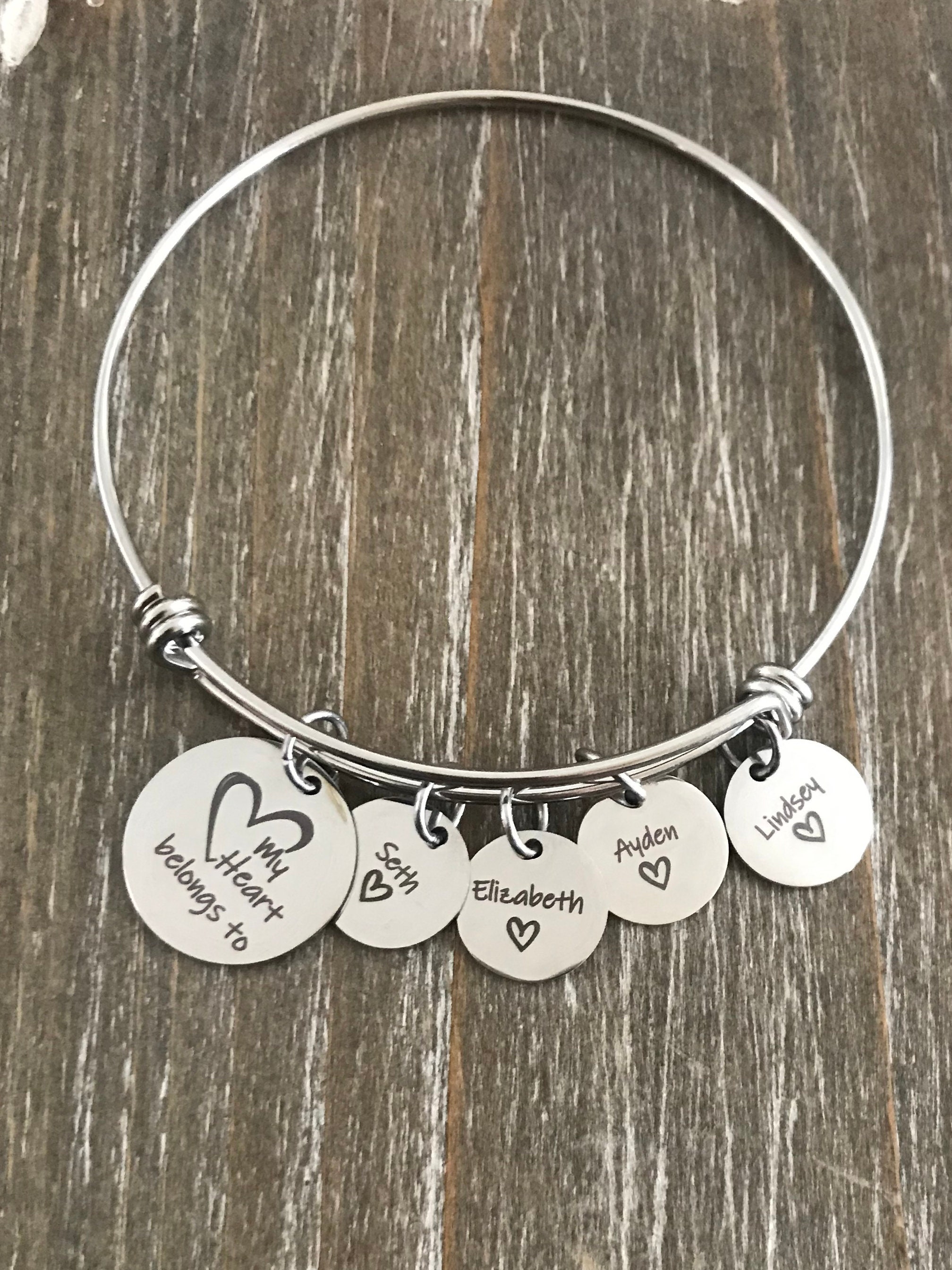 Mother Bracelet with Names / 1 2 3 4 5 6 name Bracelet / Mother jewelry ...