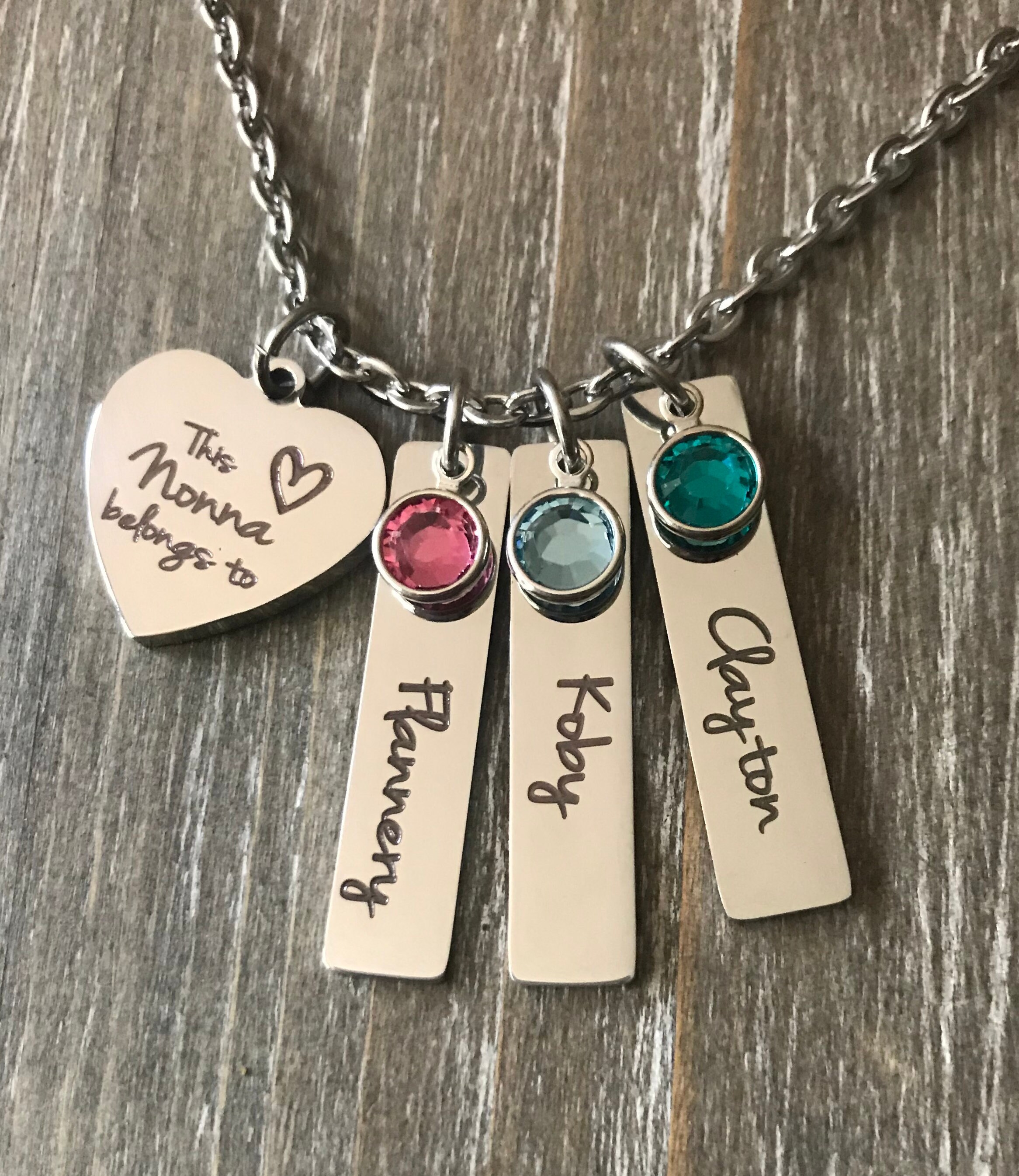 Nonna Necklace / 1 2 3 4 5 6 Name birthstone Gift / Nonna jewelry ...