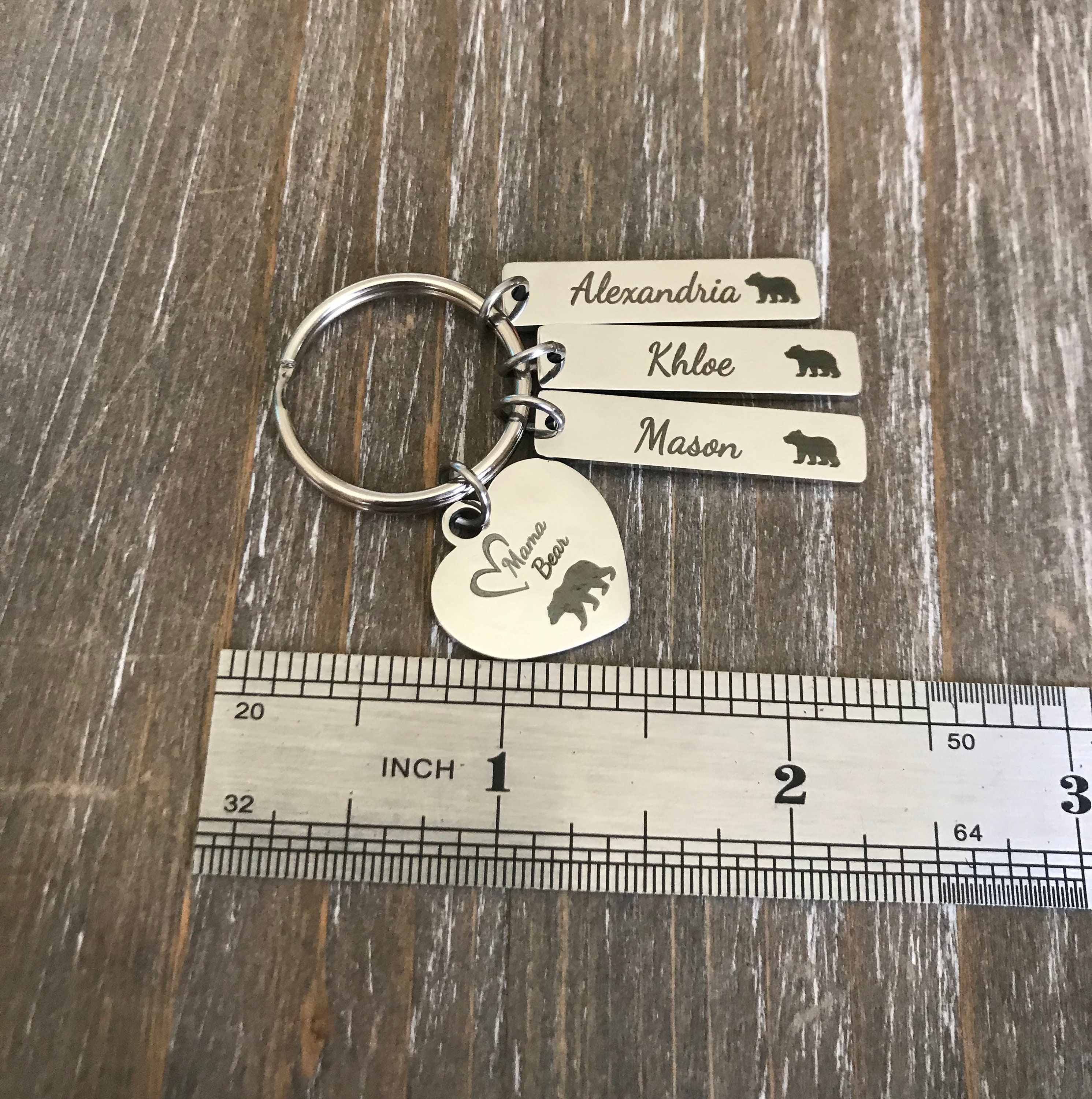 Mama Bear Keychain with cubs/ 1 2 3 4 5 6 baby cubs Keychain / Mama ...