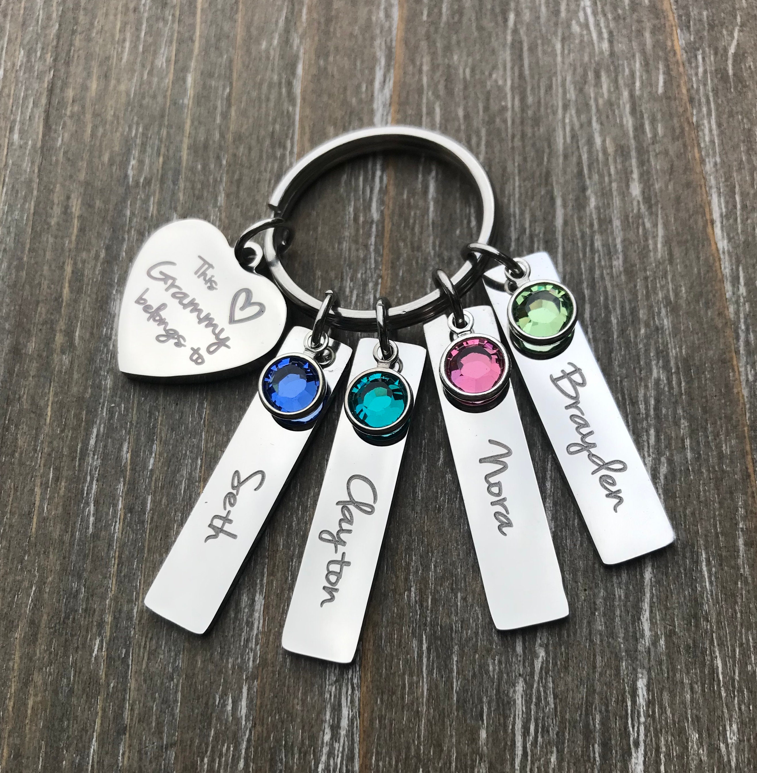Grammy Key chain Gift / Grammie jewelry / children's name Keychain ...