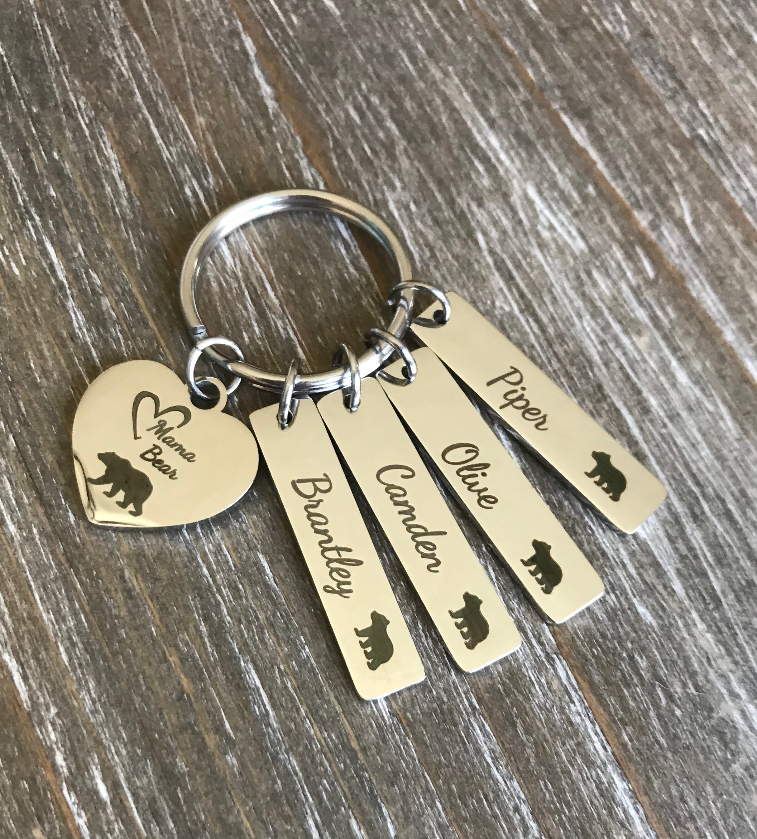 Mama Bear Keychain with cubs/ 1 2 3 4 5 6 baby cubs Keychain / Mama ...