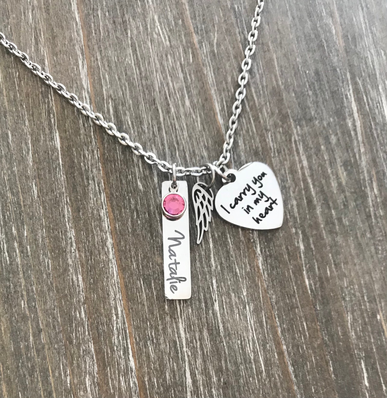 Memorial Necklace Personalized Name Birthstone Memorial - Etsy