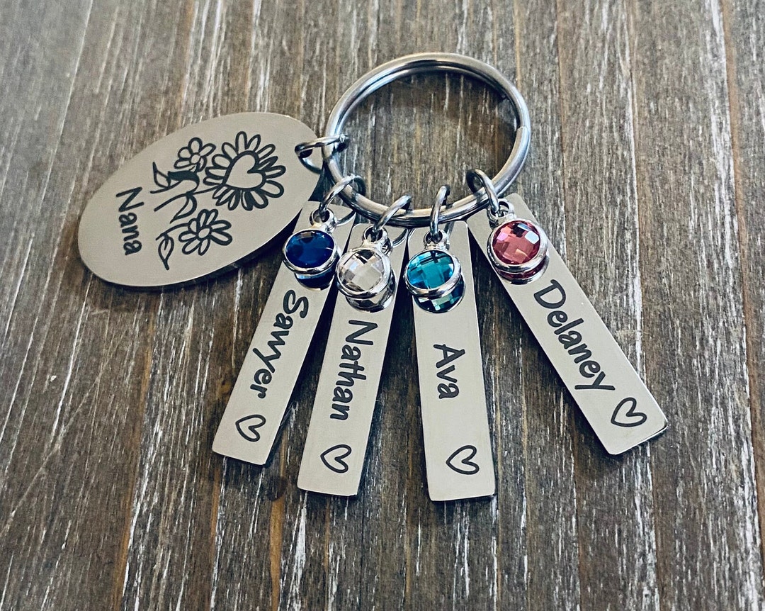 Nana Key Chain Gift / Grandma Jewelry / Grandkids Name Keychain ...