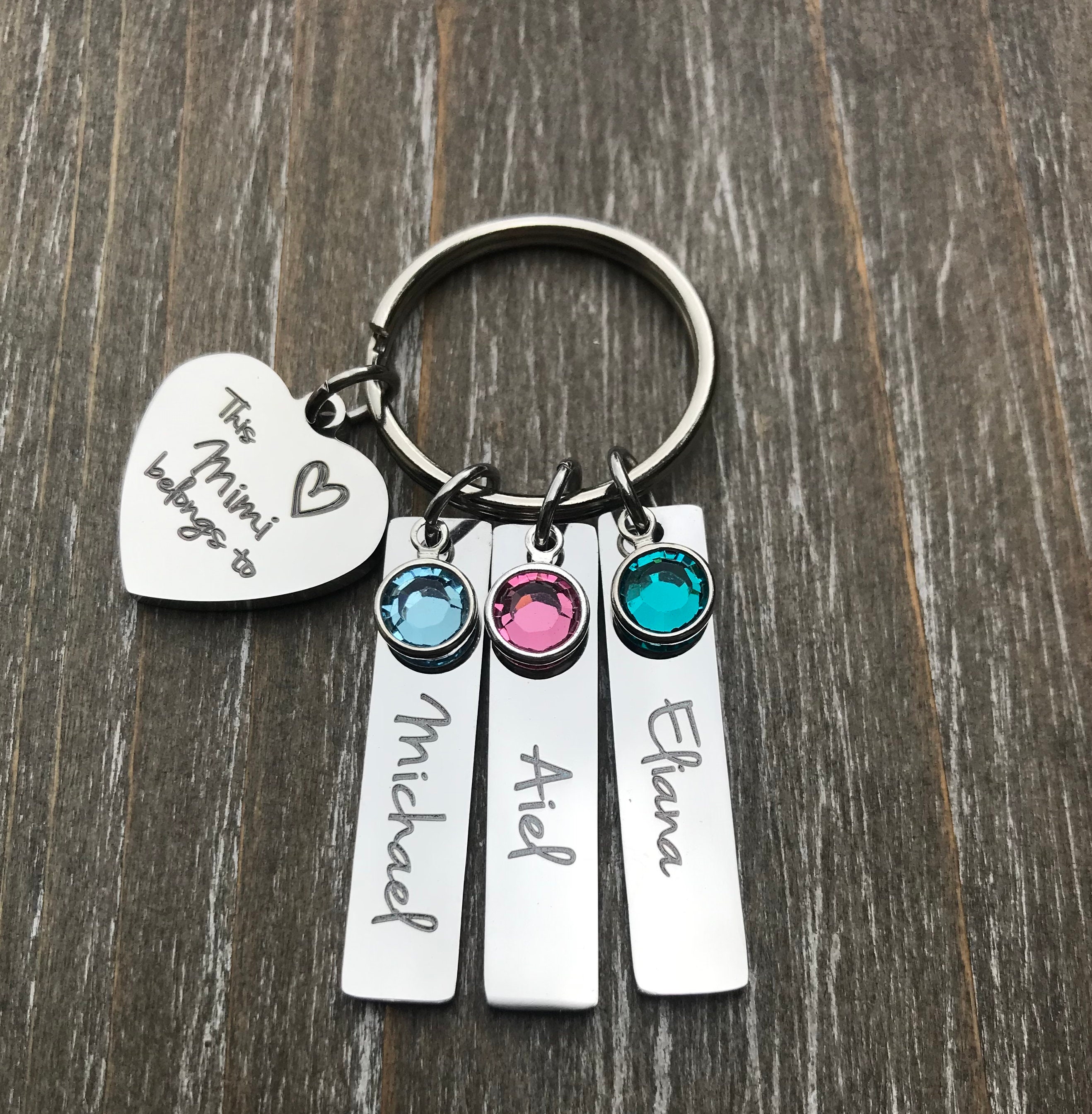 Mimi Key chain / Grandma Mimi jewelry / children's name Keychain ...