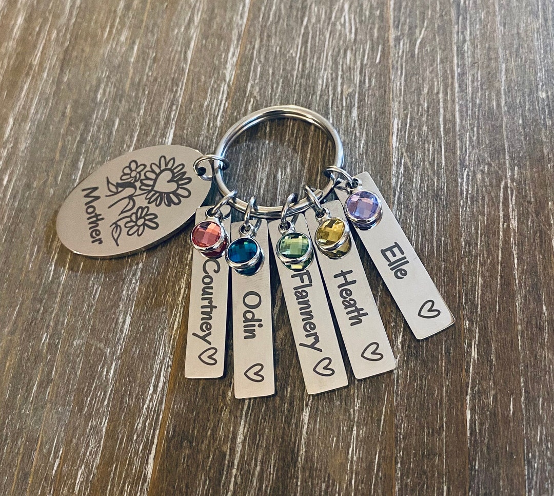 Mother Key Chain Gift / Mother Mom Jewelry / Child's Name Keychain ...