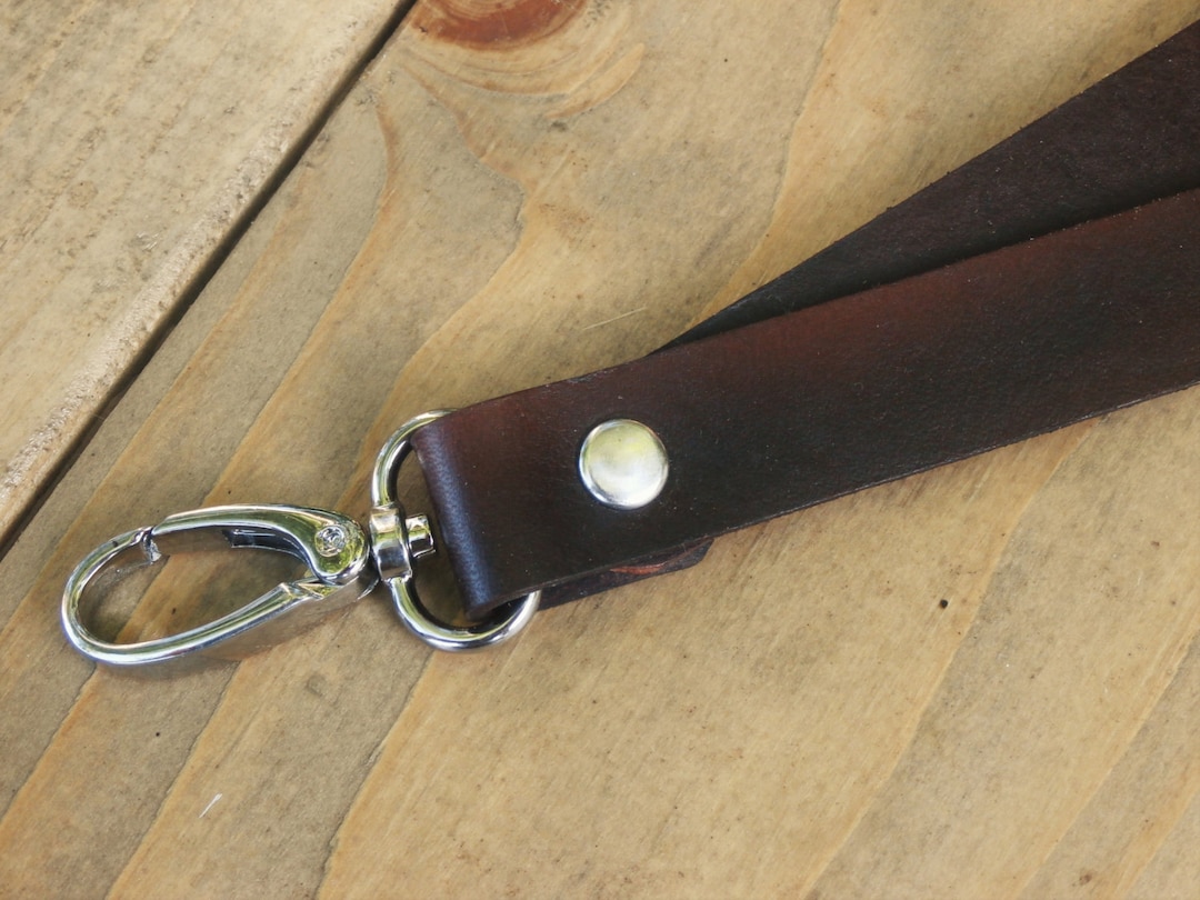 Handmade Leather Lanyard in Dark Brown - Etsy