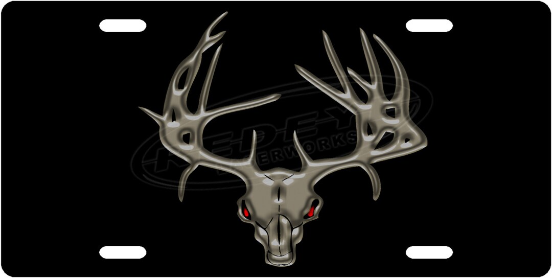 Deer Skull License Plate Tag - Etsy
